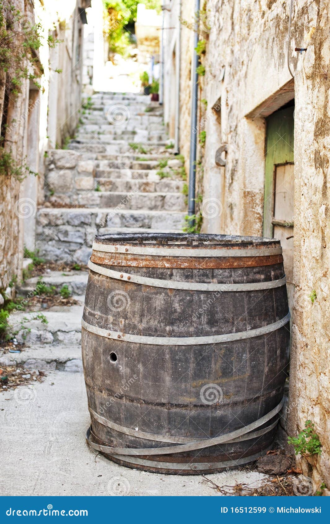 Cedar Barrel in a Narrow Street Stock Image - Image of cedar, dalmatia ...