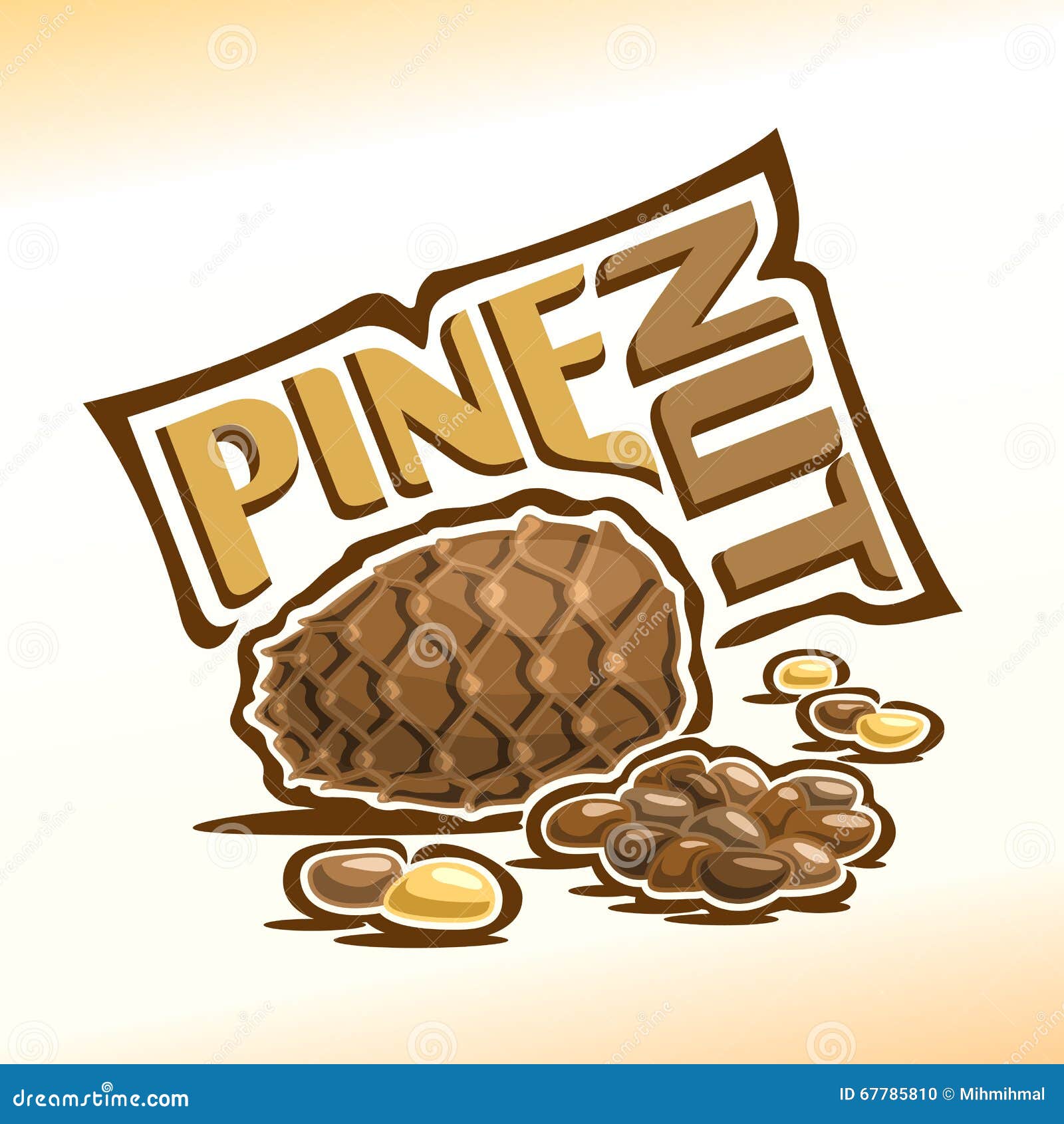 Pine Nuts And Pine Cones. Hand Drawn Vector Illustration ...
