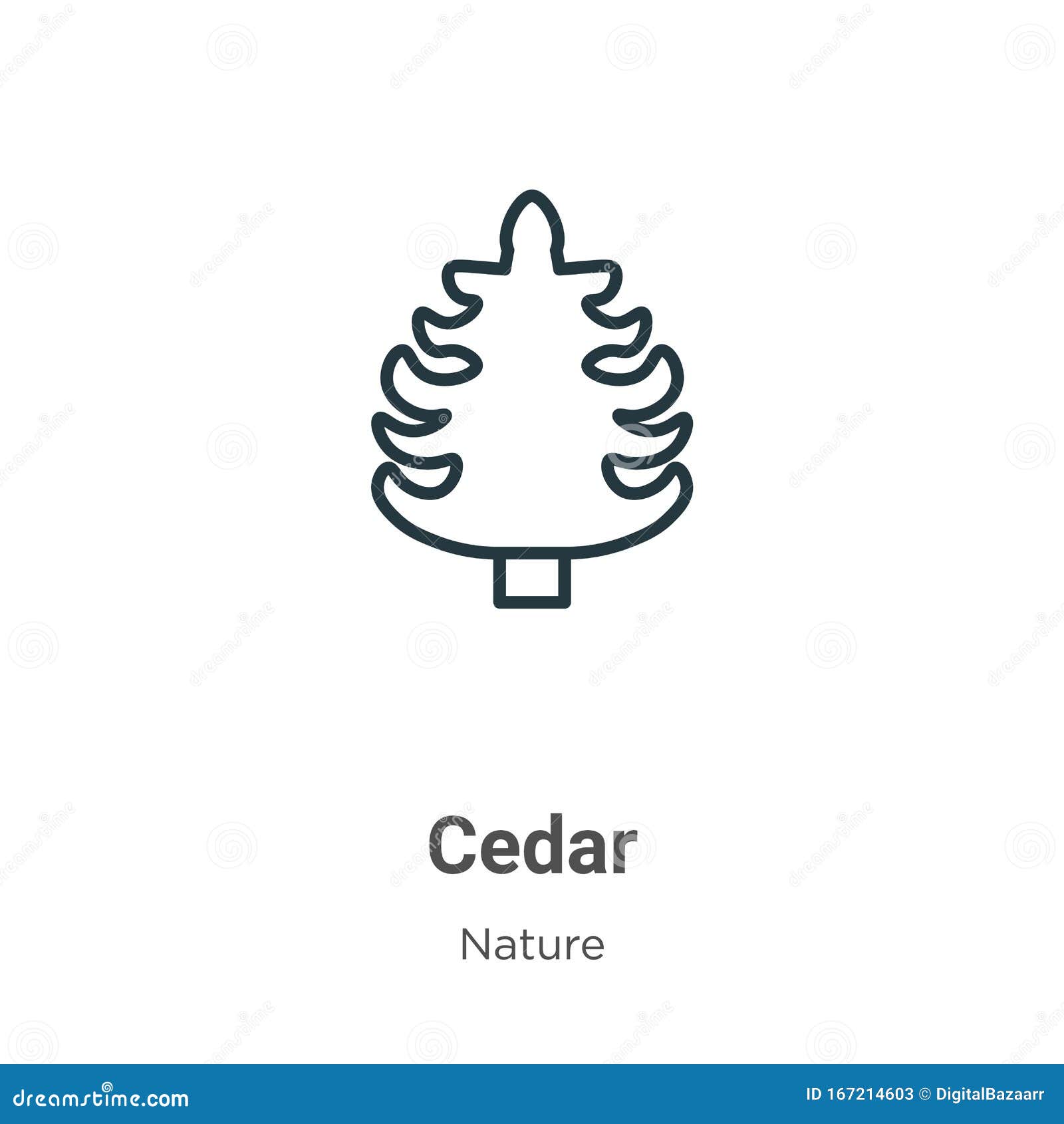 Cedar Outline Vector Icon. Thin Line Black Cedar Icon, Flat Vector ...