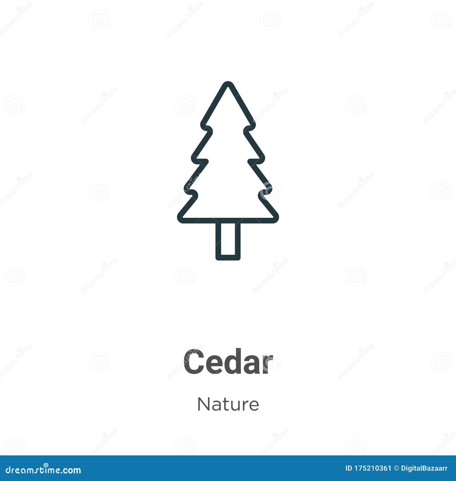 Cedar Outline Vector Icon. Thin Line Black Cedar Icon, Flat Vector ...