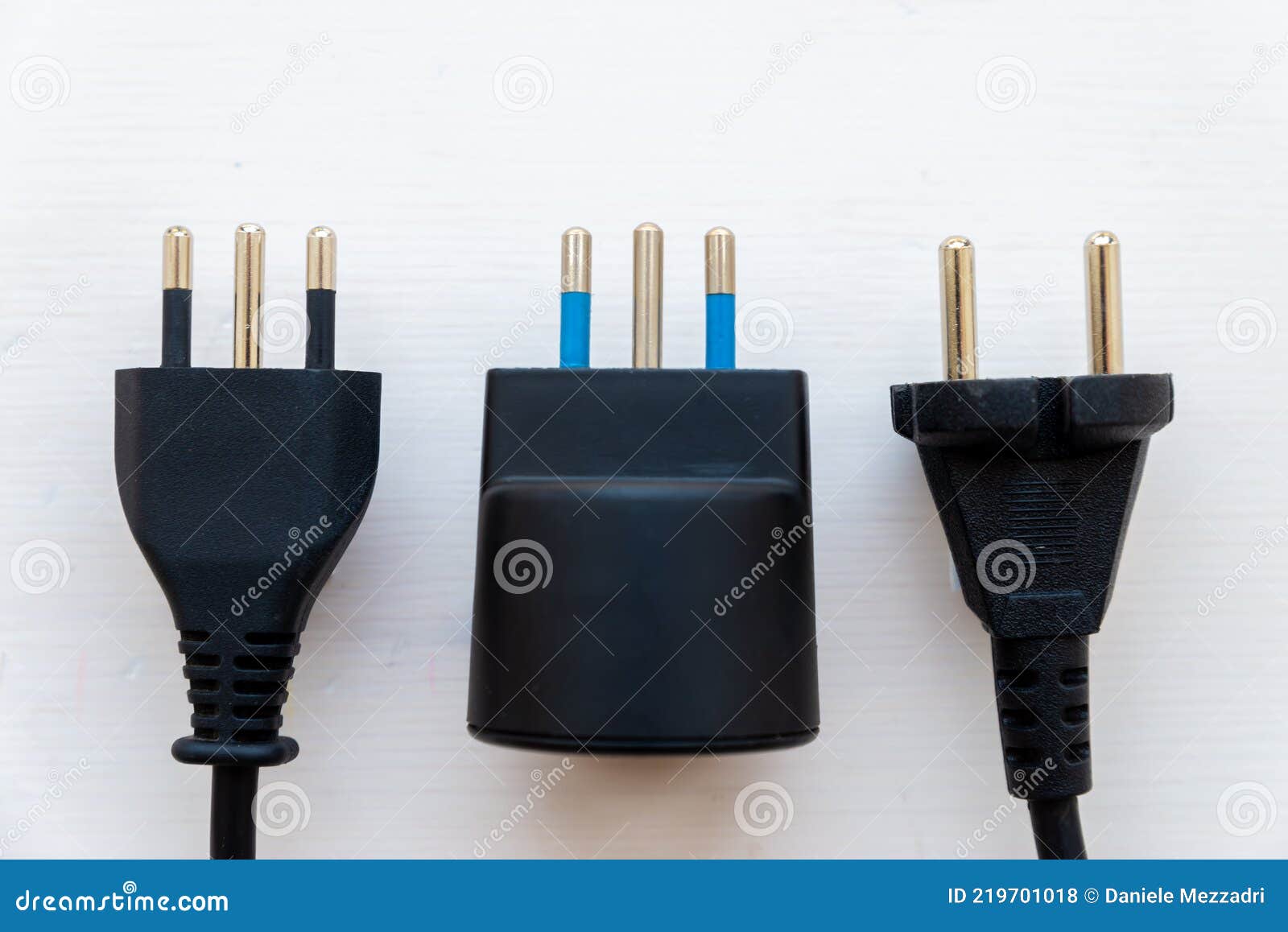 CEE 7/17 Type Plug, Adapter, and Type C Plug. Stock Photo - Image of ...