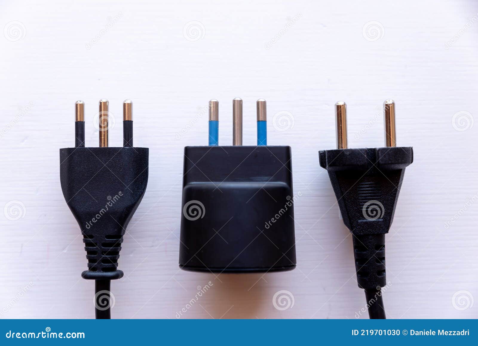 CEE 7/17 Type Plug, Adapter, and Type C Plug. Stock Photo - Image of ...