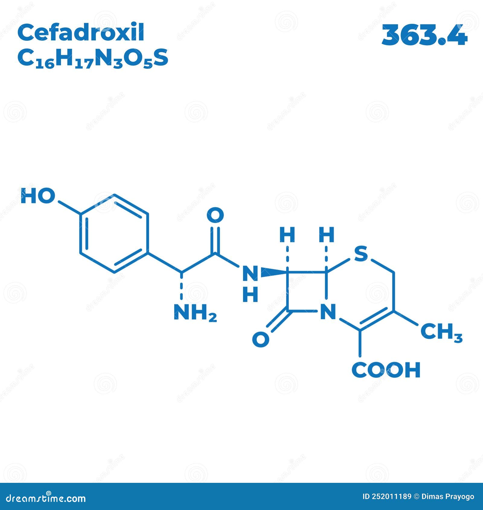 The Illustrations Molecular Structure of Cefadroxil Stock Vector ...