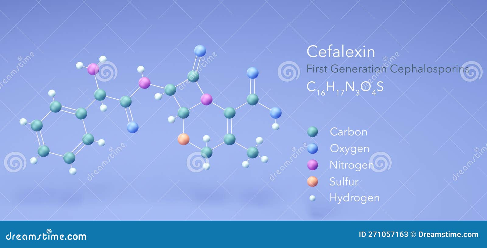 Cefalexin Molecule, Molecular Structures, First Generation ...