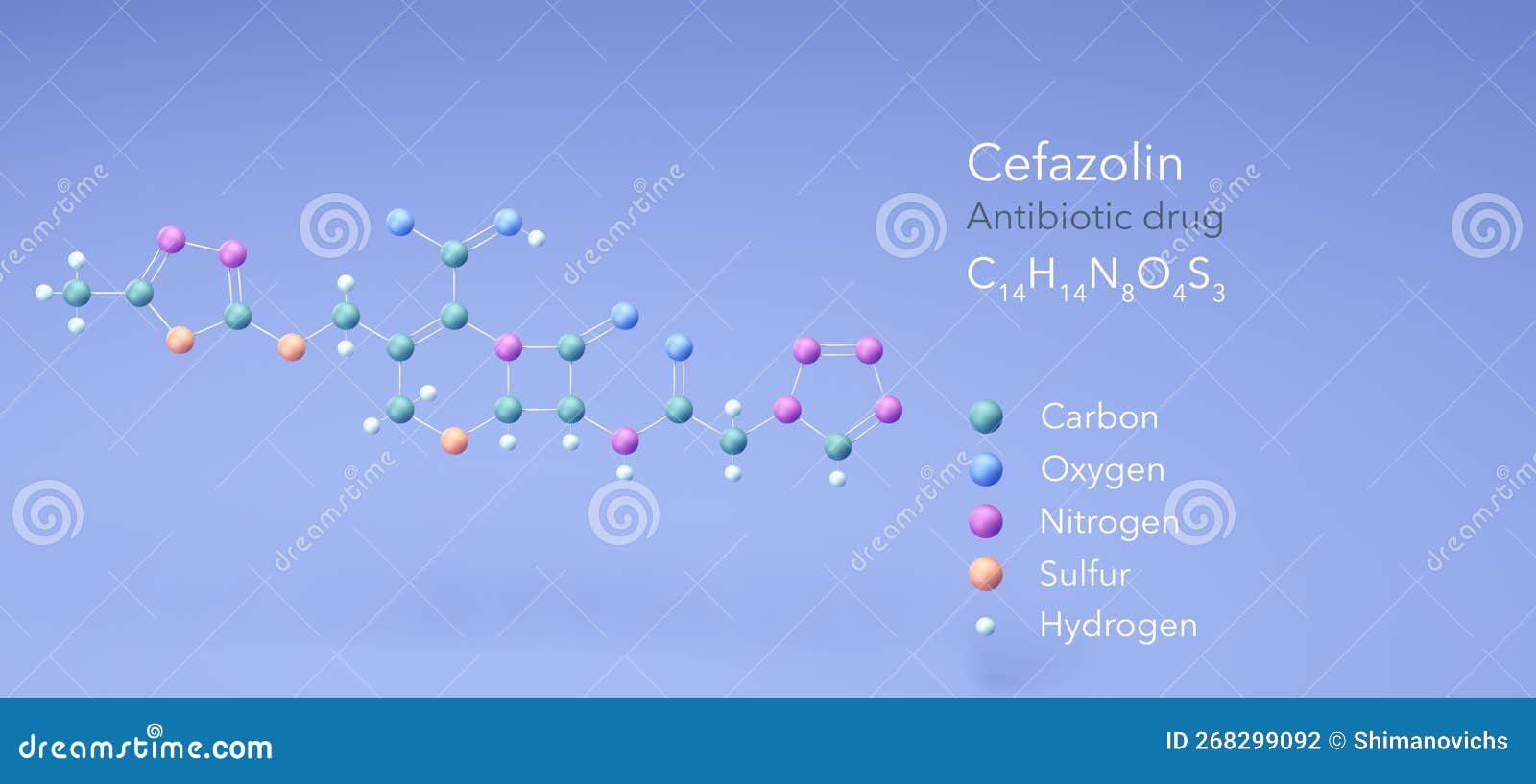 Cefazolin Molecule, Molecular Structures, Cefazoline, 3d Model ...