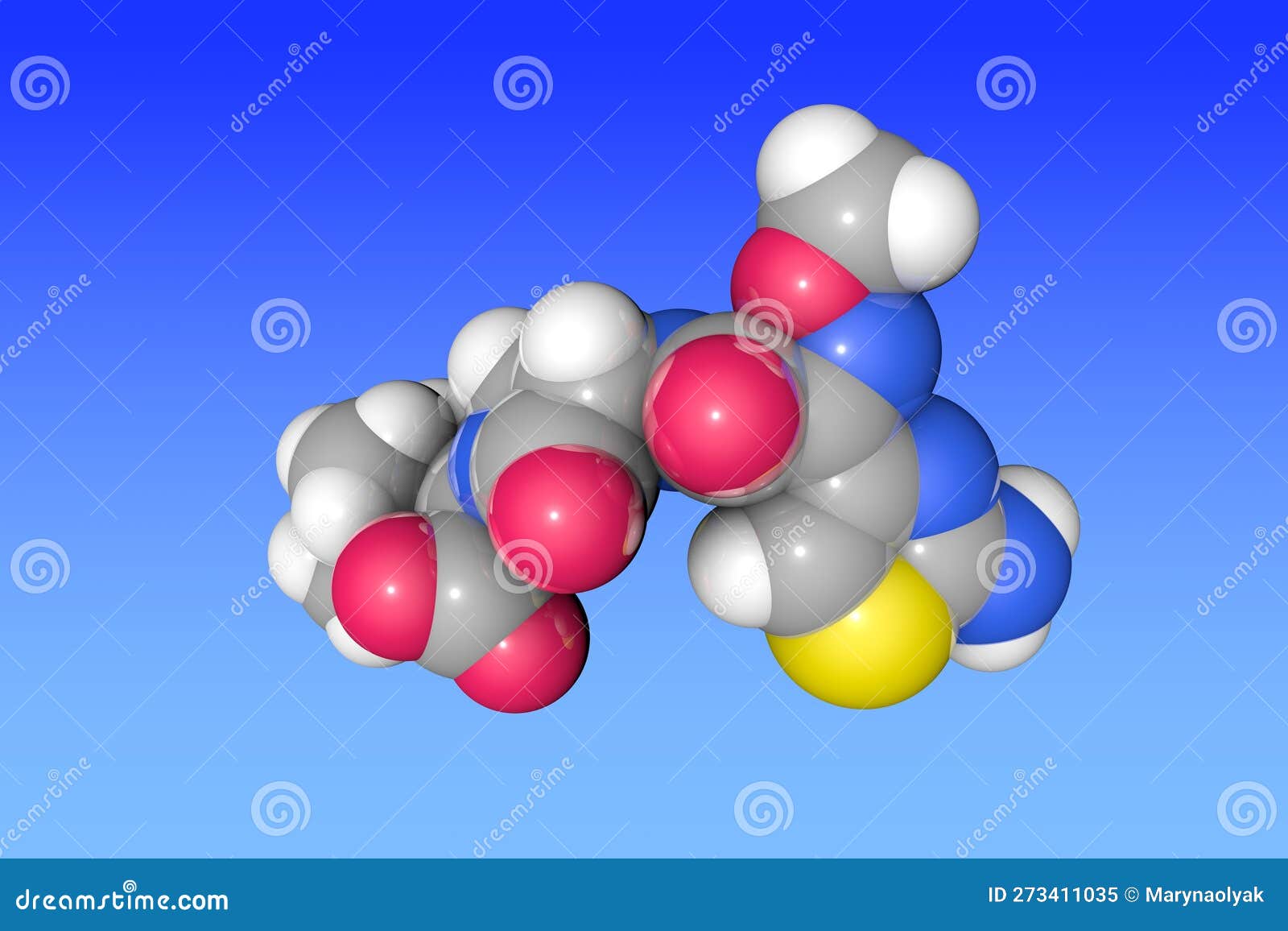 Cefepime, Antibiotic. Molecular Model. Atoms are Shown As Spheres with ...