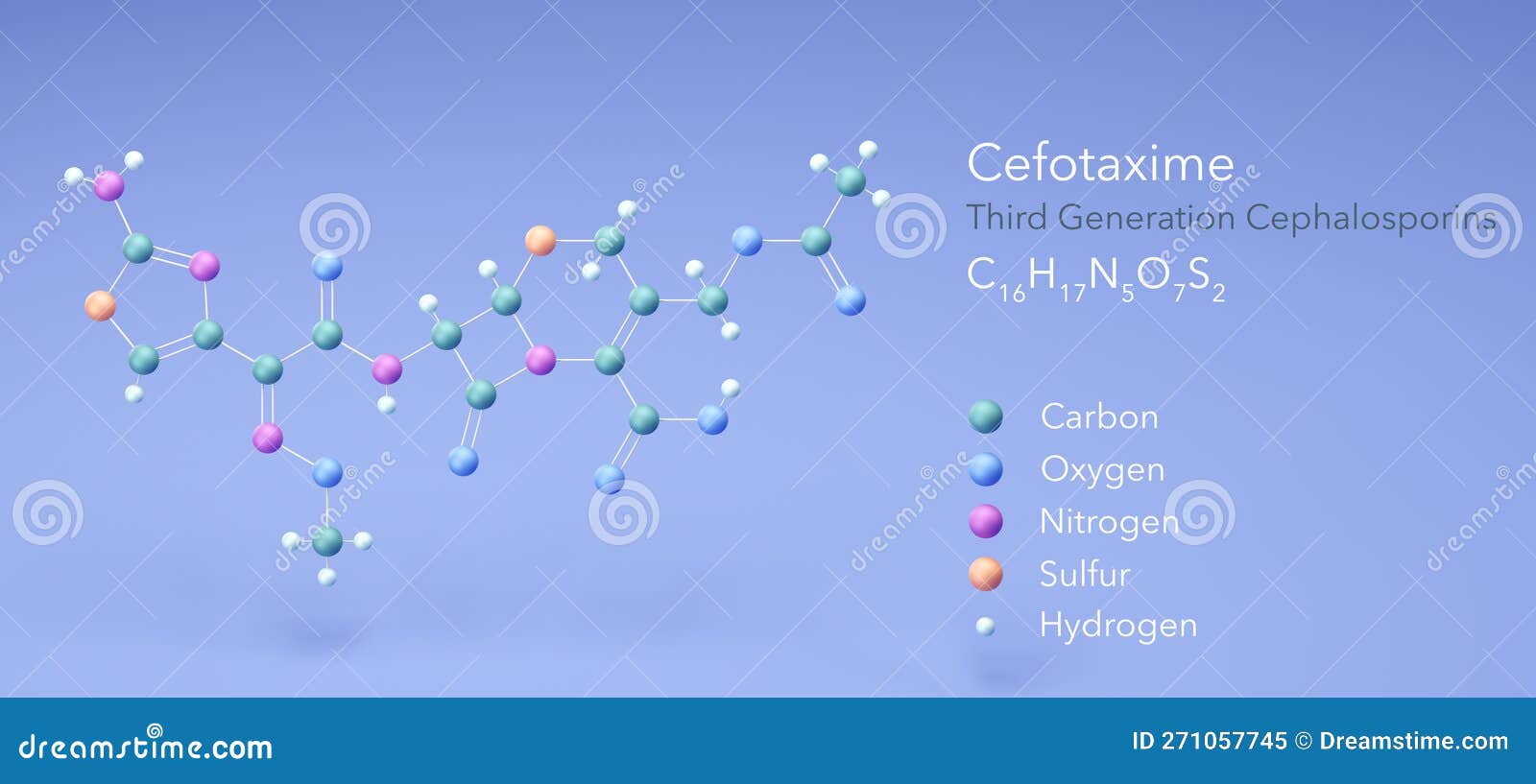 Cefotaxime Molecule, Molecular Structures, Third Generation ...
