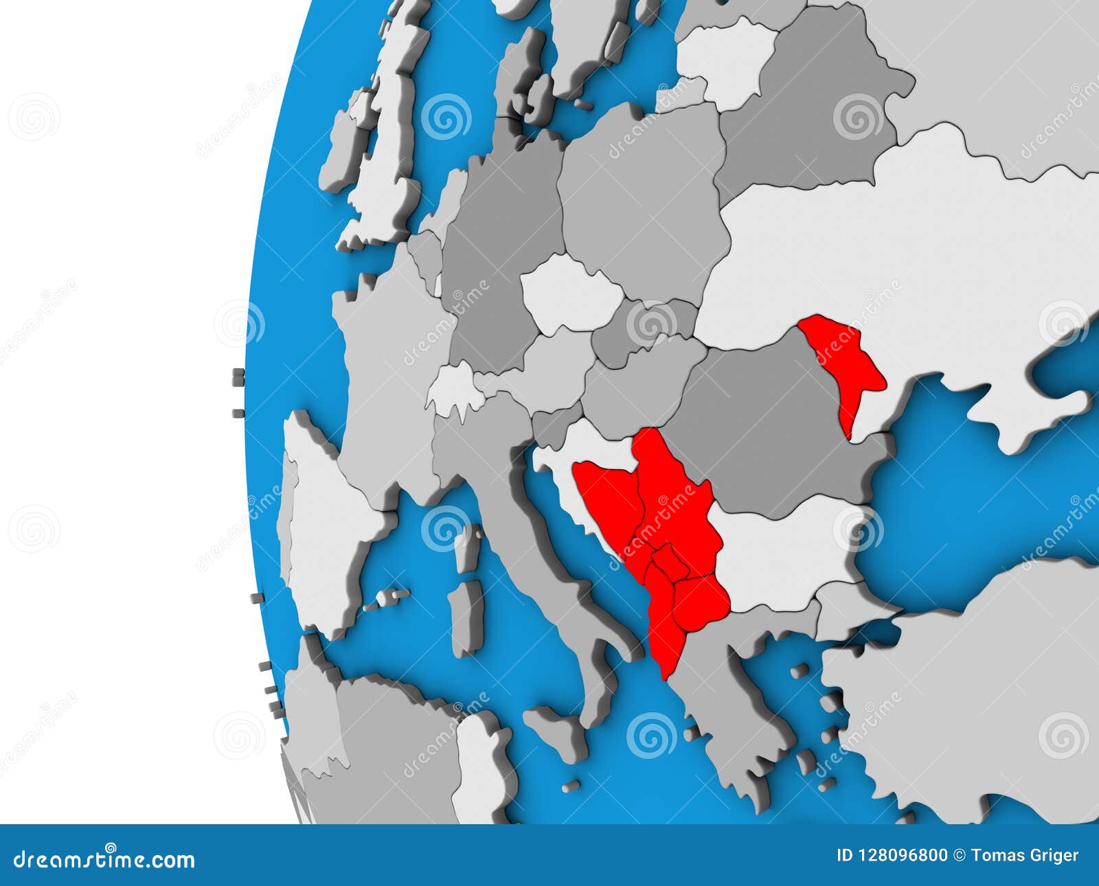 CEFTA Countries on 3D Globe Stock Illustration - Illustration of render ...