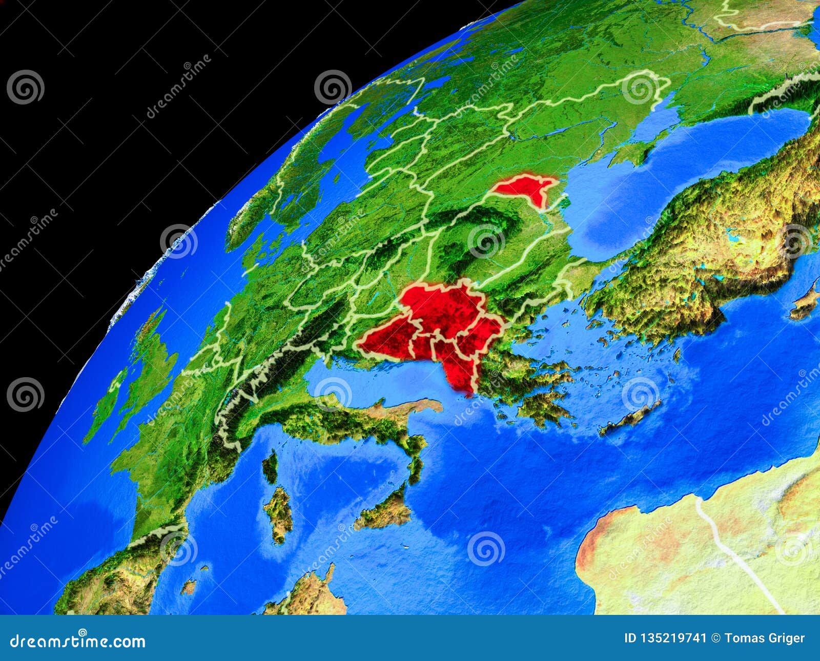 CEFTA Countries on Earth from Space Stock Illustration - Illustration ...
