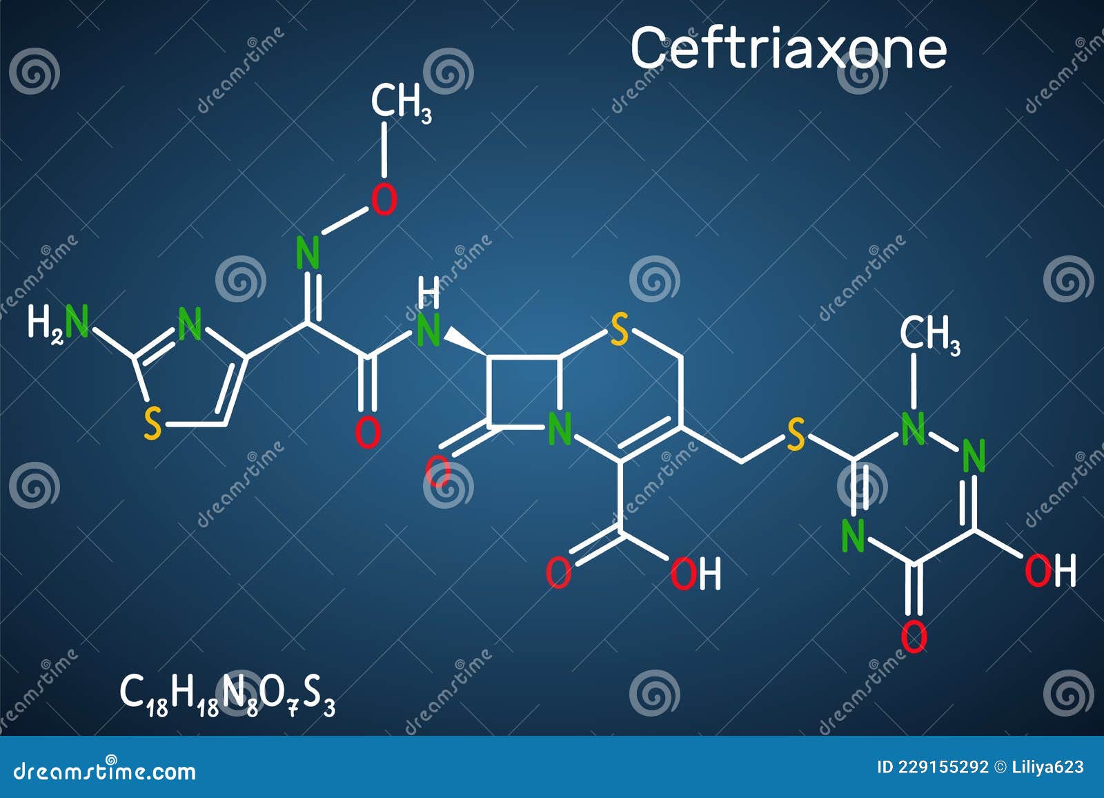 Ceftriaxone Molecule. it is Broad-spectrum Third-generation ...