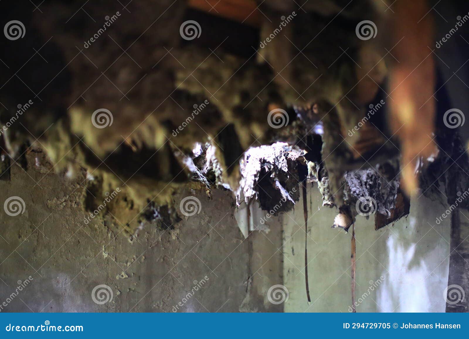 Ceiling in an Abandoned Building Falling Down Creating a Hole Stock ...