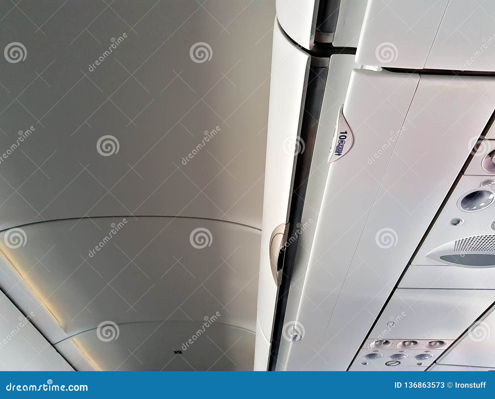 Ceiling in the Aircraft Cabin Stock Image - Image of panel, indoor ...