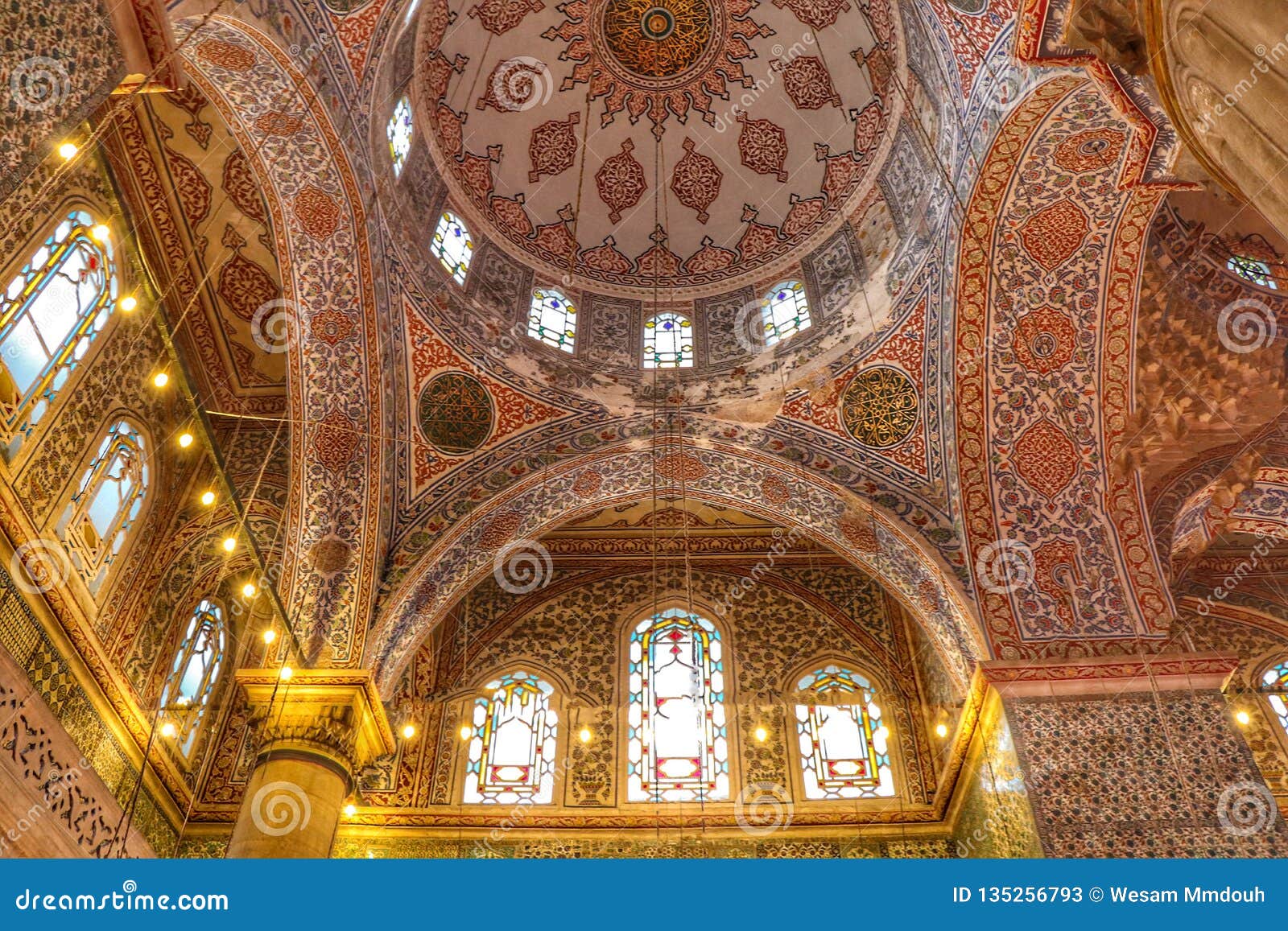Ceiling stock image. Image of turkey, mosque, beautiful - 135256793