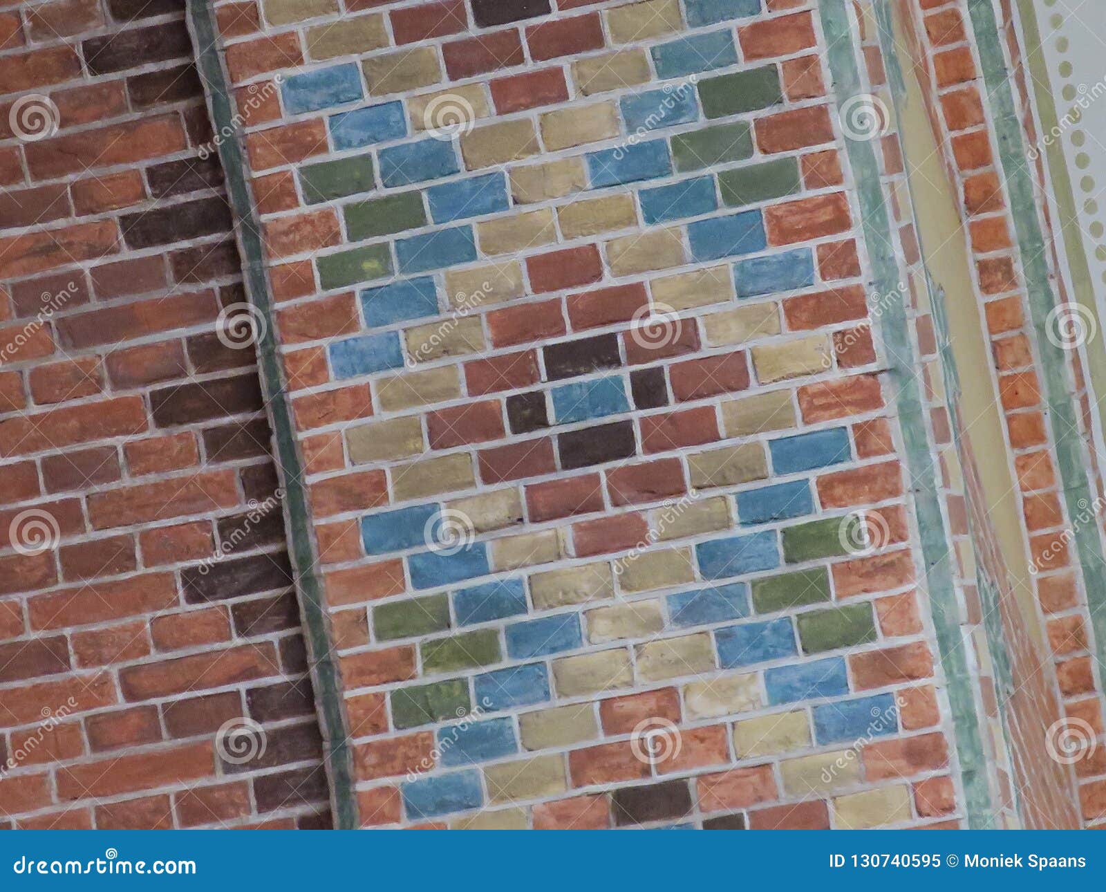 Ceiling of Bricks Painted in Different Colors Stock Image - Image of ...