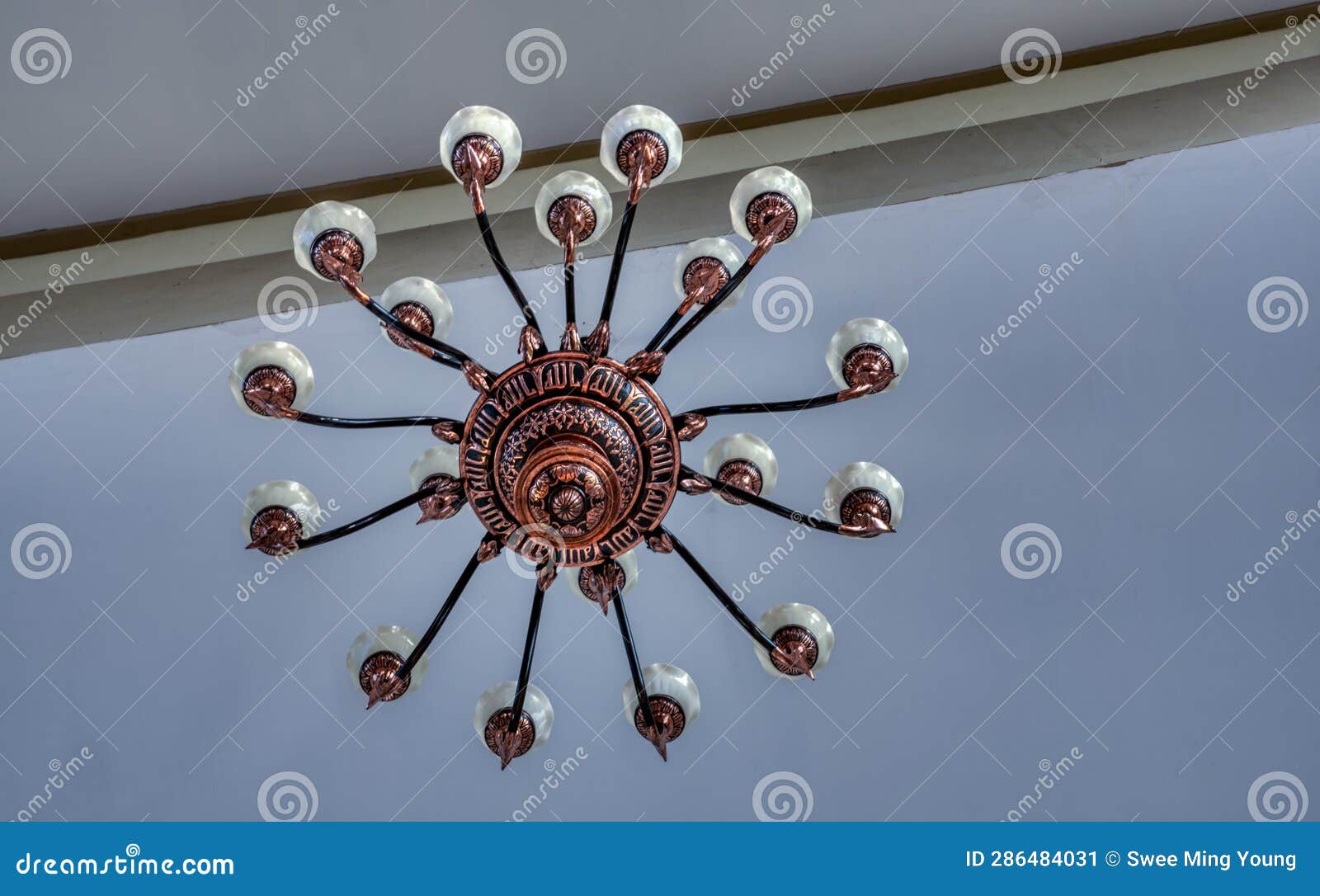 Ceiling Chandelier Lamp with 16 Cone Shape Shades Stock Image - Image ...