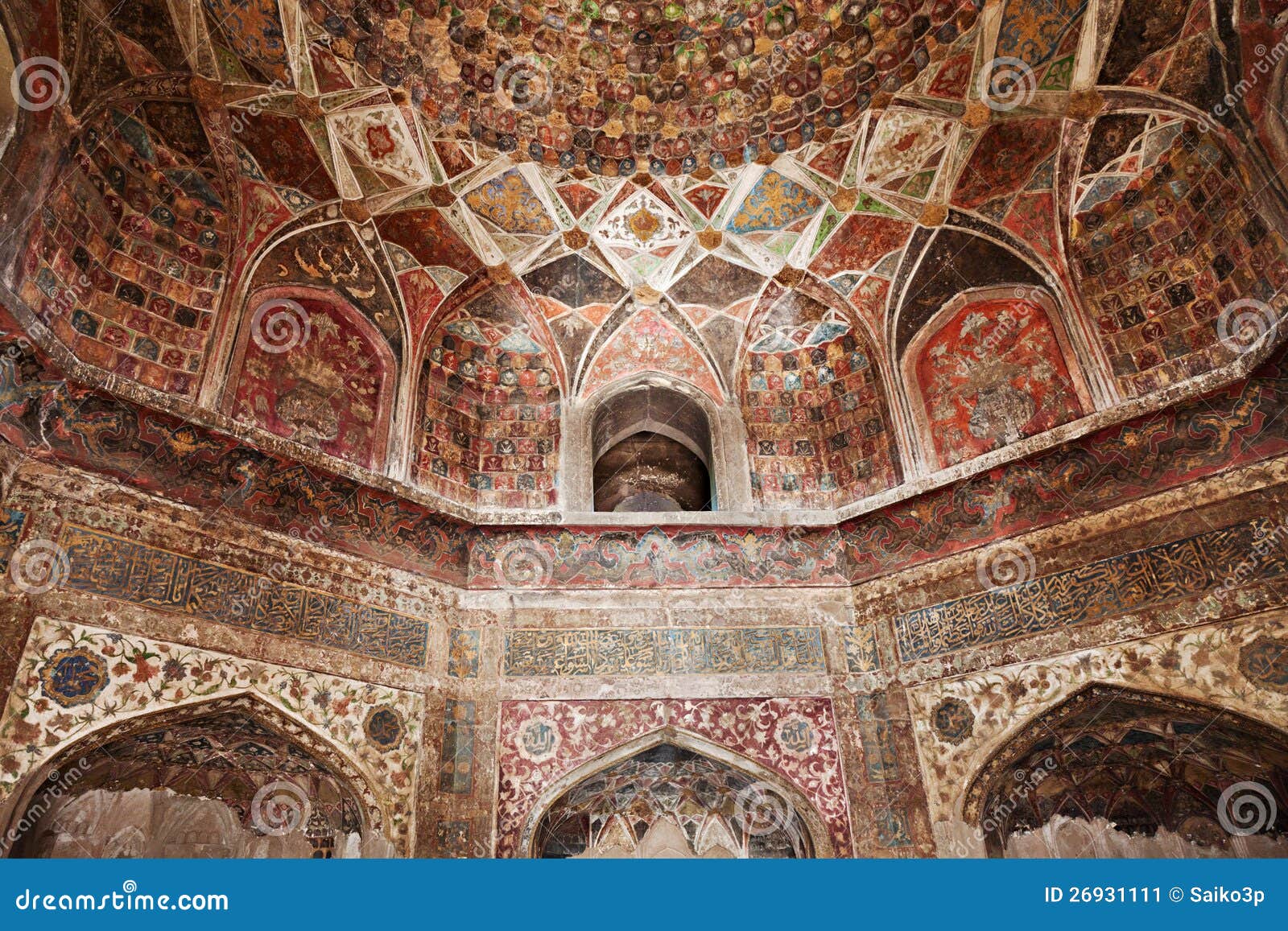 Ceiling in Chini Ka Rauza Temple Stock Image - Image of islam ...