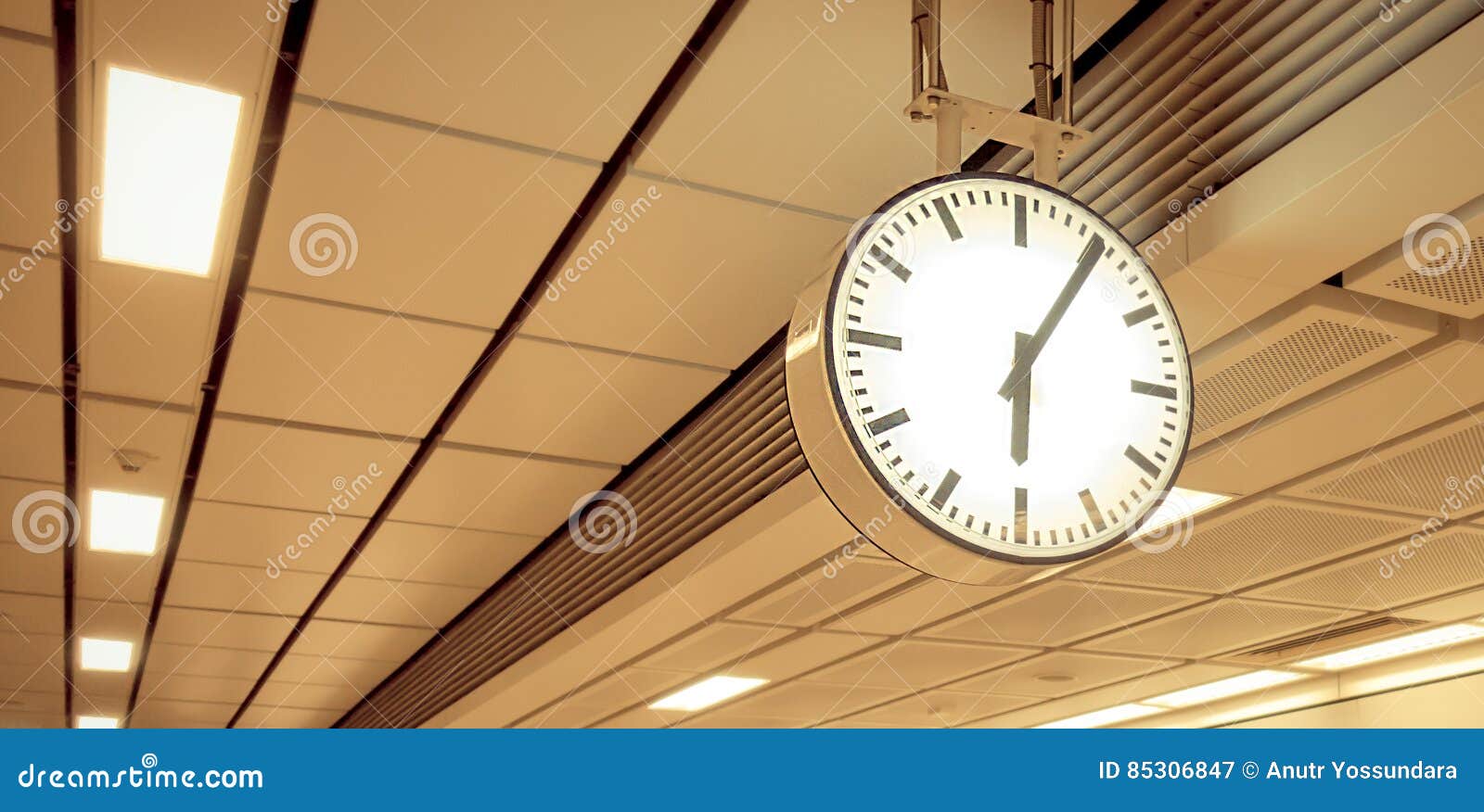 Ceiling Clock in Underground Terminal Stock Image - Image of departure ...