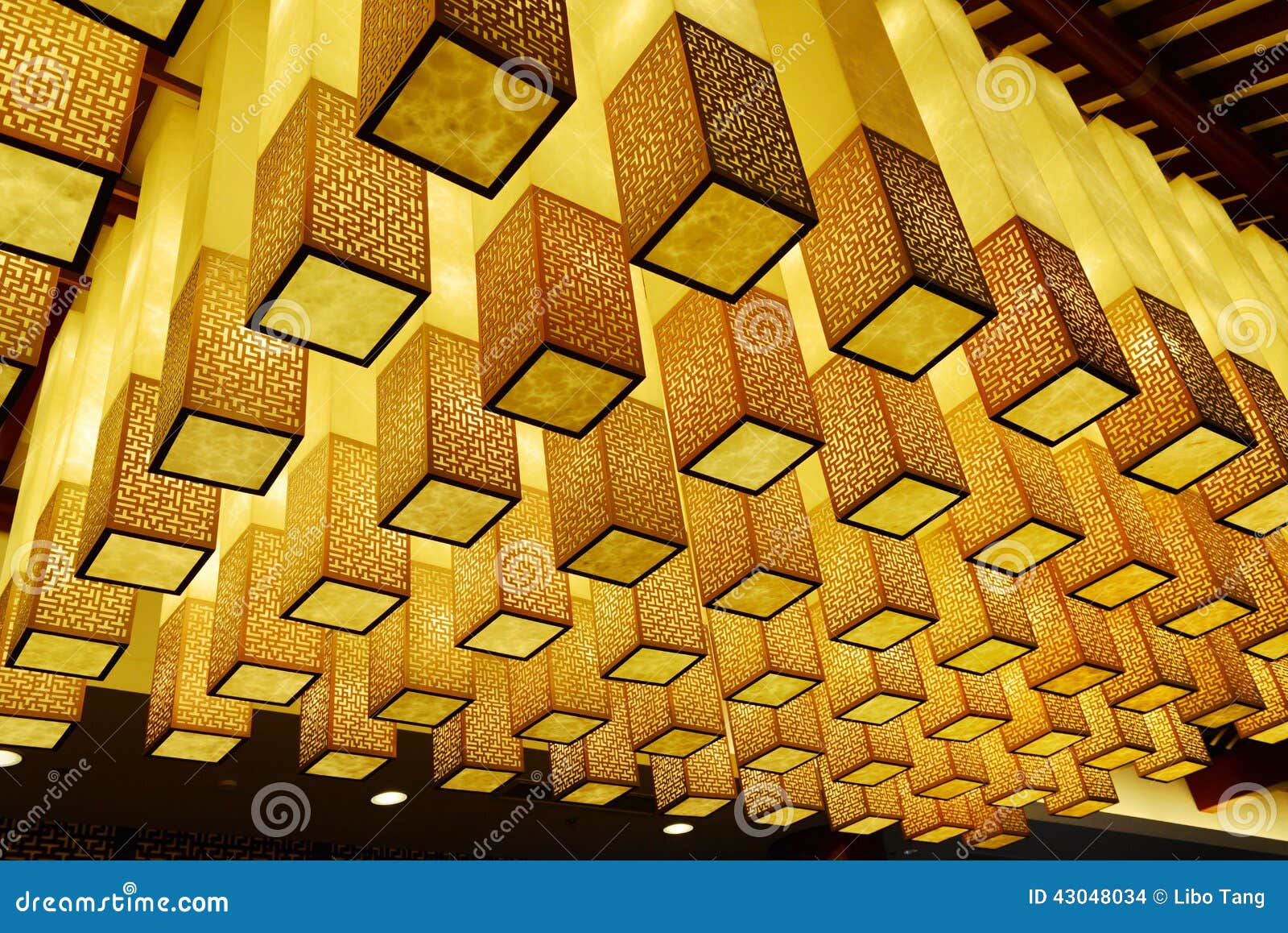 Ceiling with Cubic Lights Design Stock Photo - Image of shining ...