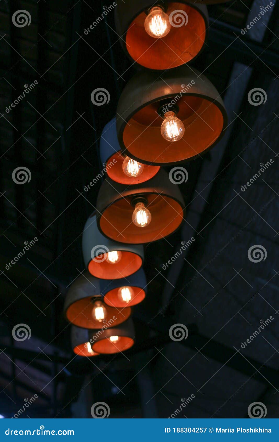 Ceiling Decoration Lamp in Row Stock Image - Image of dark, electric ...