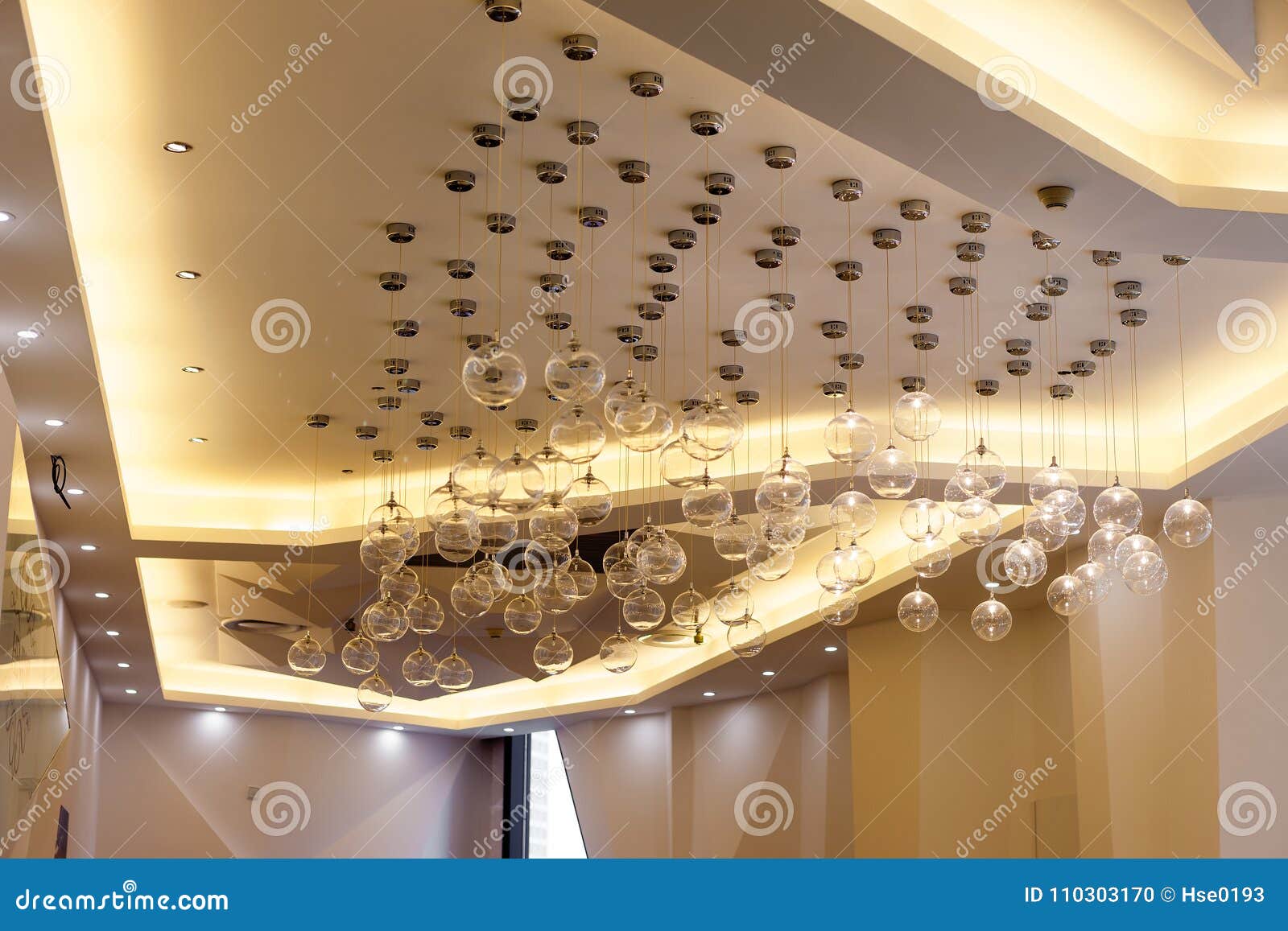 Ceiling Decoration with Lamps Stock Photo - Image of building, light ...