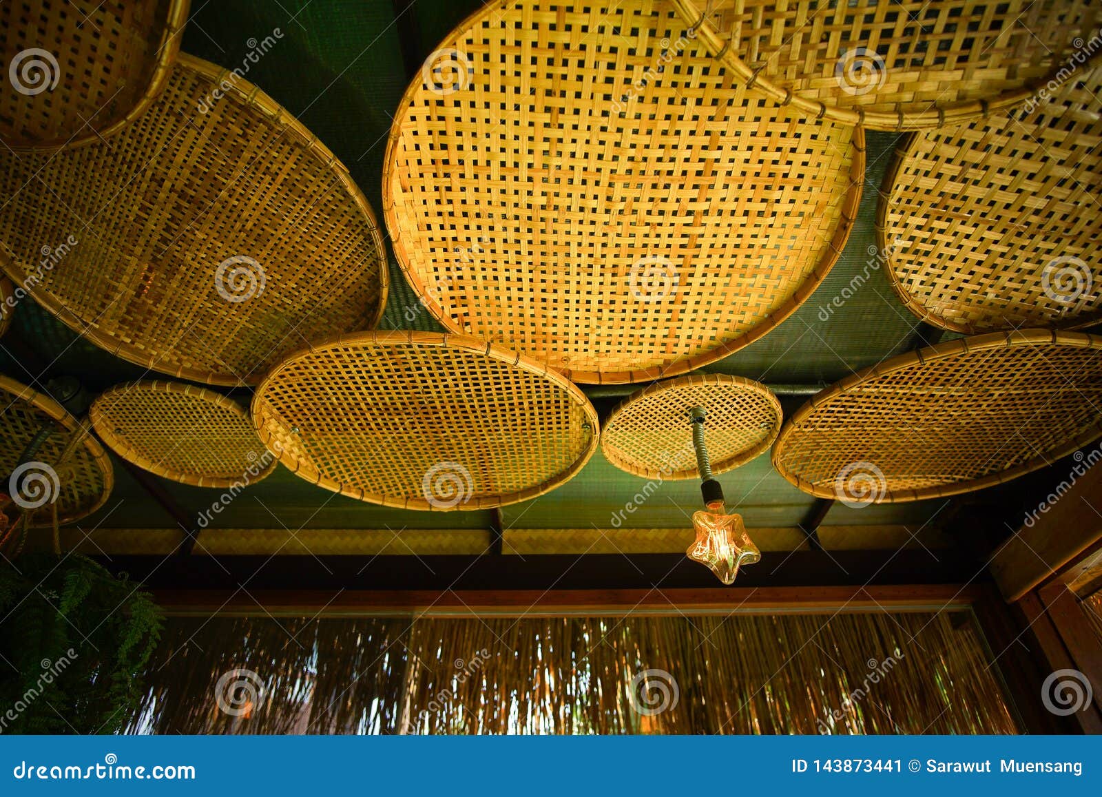 Ceiling Decoration with Threshing Basket. Stock Image - Image of decor ...