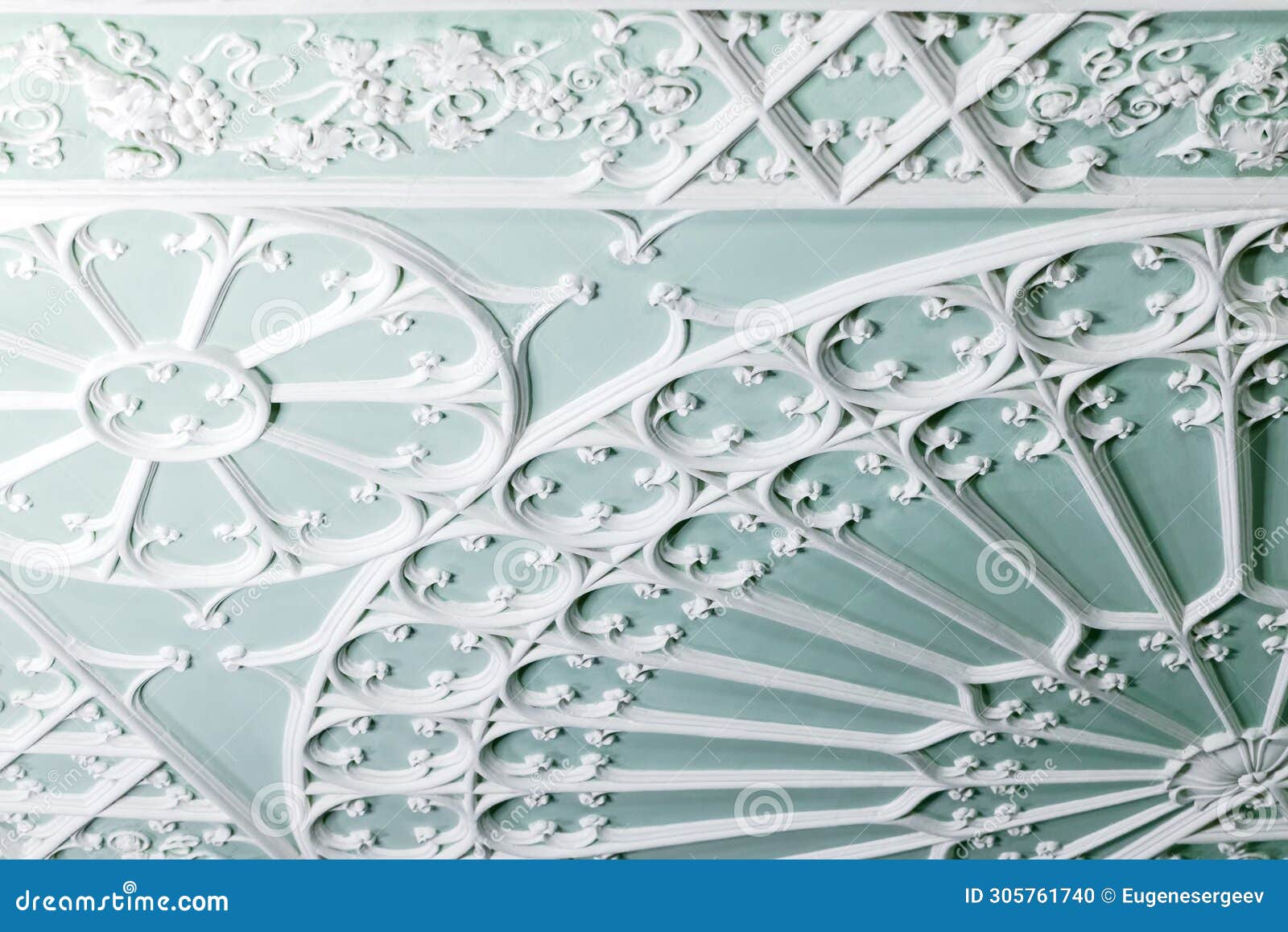 Ceiling Design Elements in Gothic Style. White Gypsum Bas-relief Stock ...
