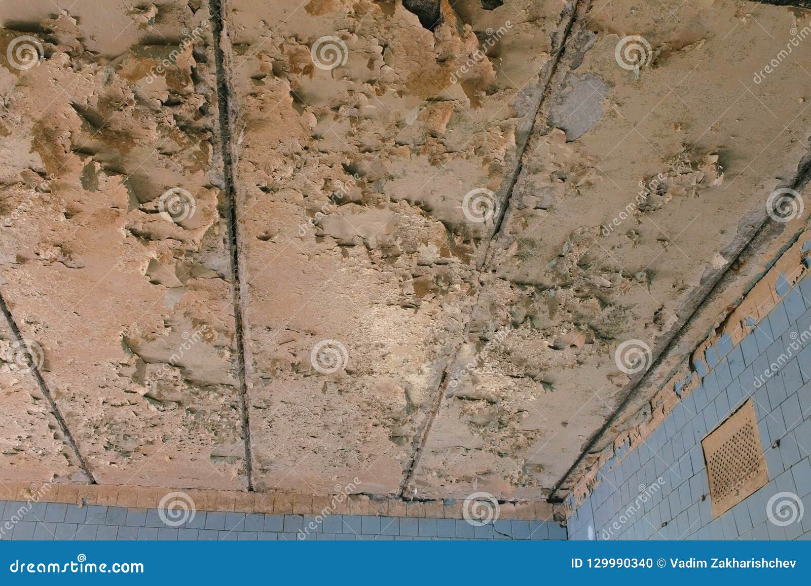 Ceiling in the Destroyed Building and Crash. Stock Photo - Image of ...