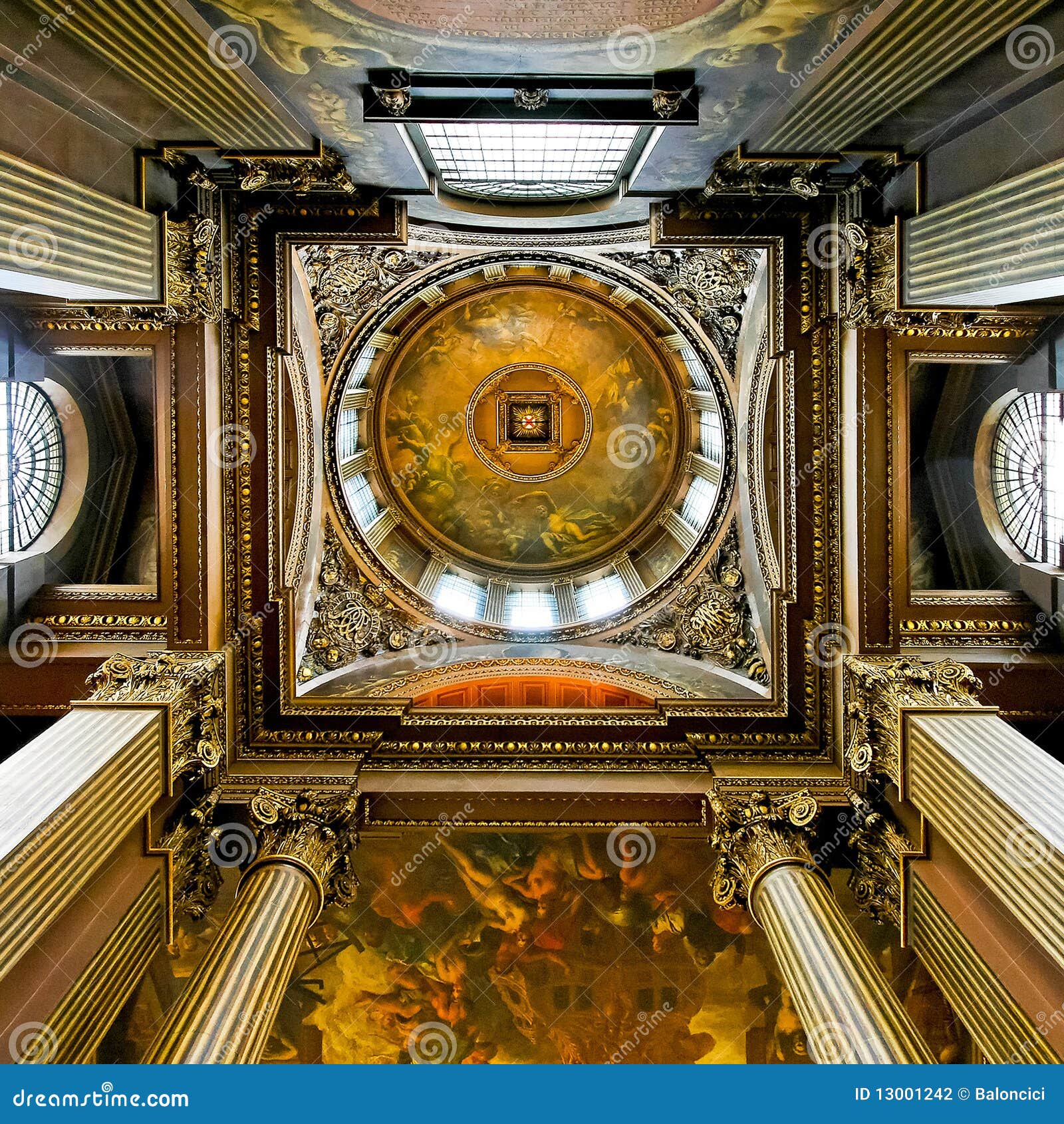 Ceiling And The Dome Inside The Pantheon Roman Temple And Catholic ...