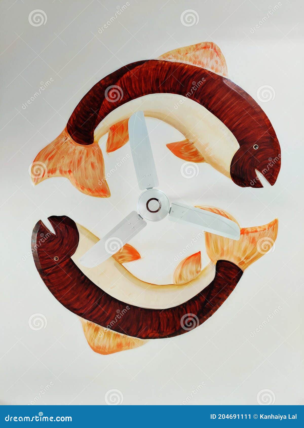 Ceiling Fan with Beautiful Artwork, Fish Design Stock Image - Image of ...