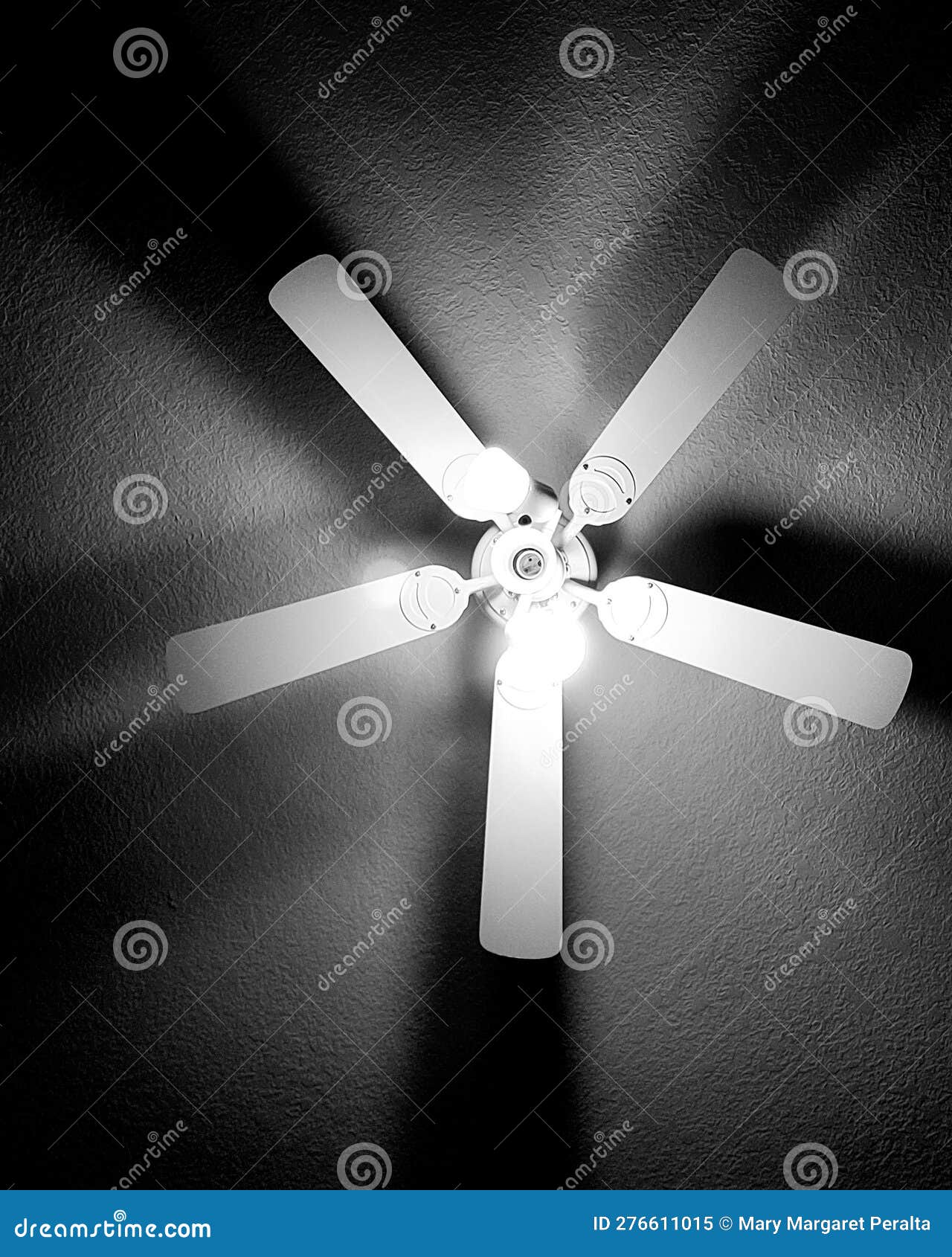 Ceiling Fan in Black and White Stock Image - Image of home, light ...