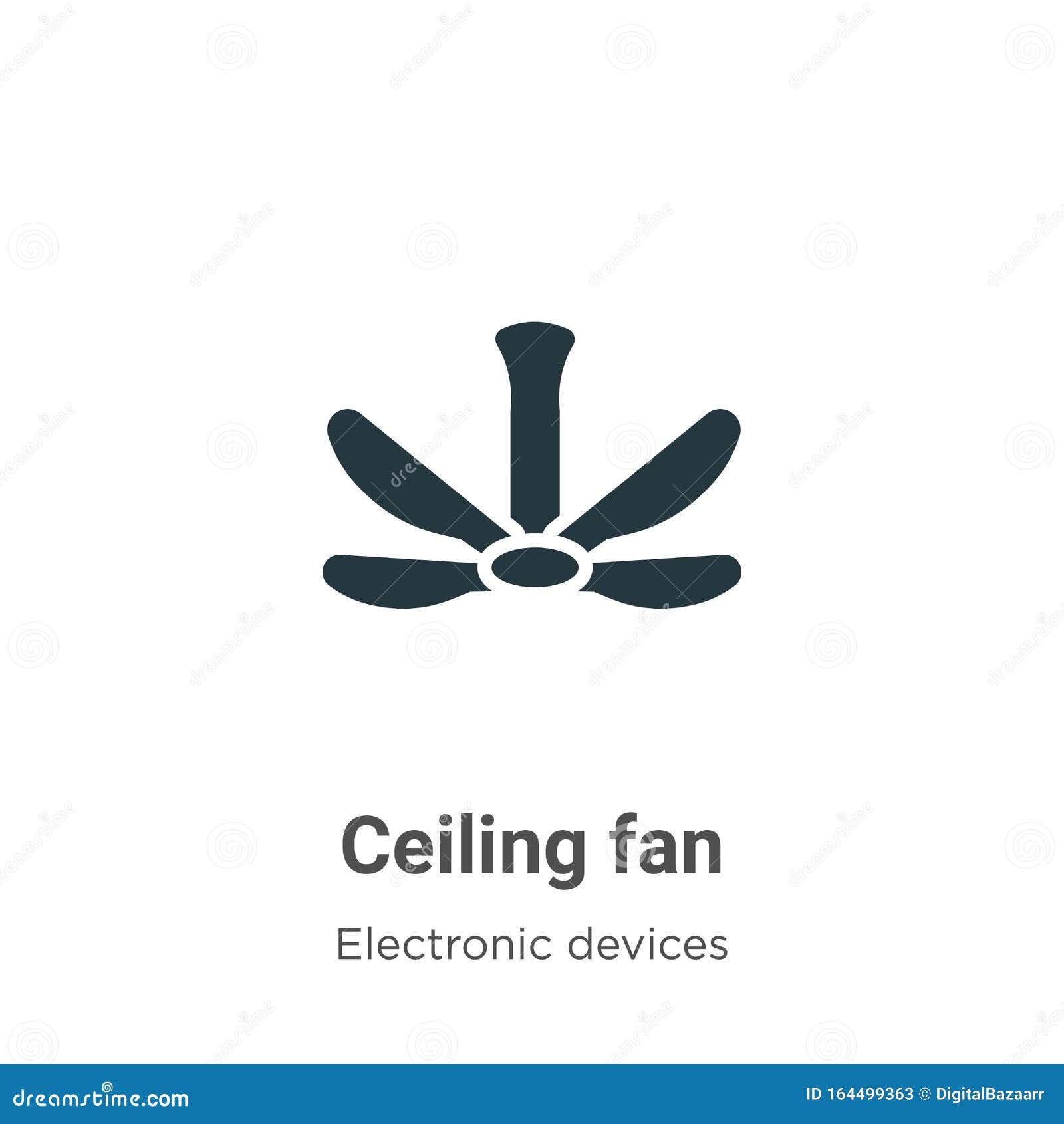 Ceiling Fan Vector Icon on White Background. Flat Vector Ceiling Fan ...