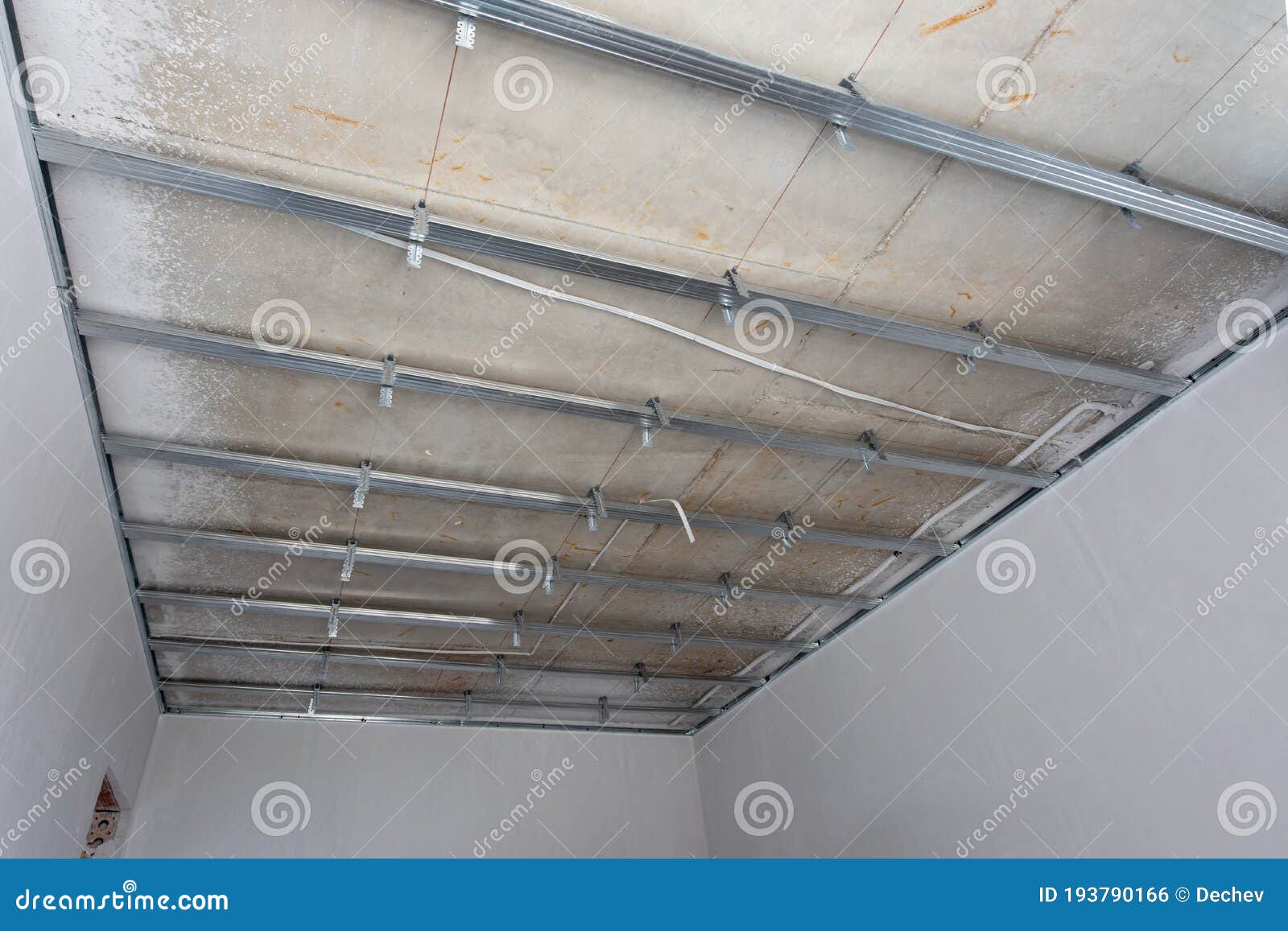 Ceiling Frame Construction in New Home. Installing Suspended Ceiling ...