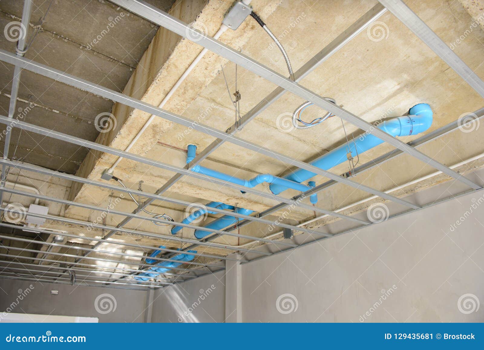 Ceiling Frame Made of Metal Profile at Construction Site Stock Image ...