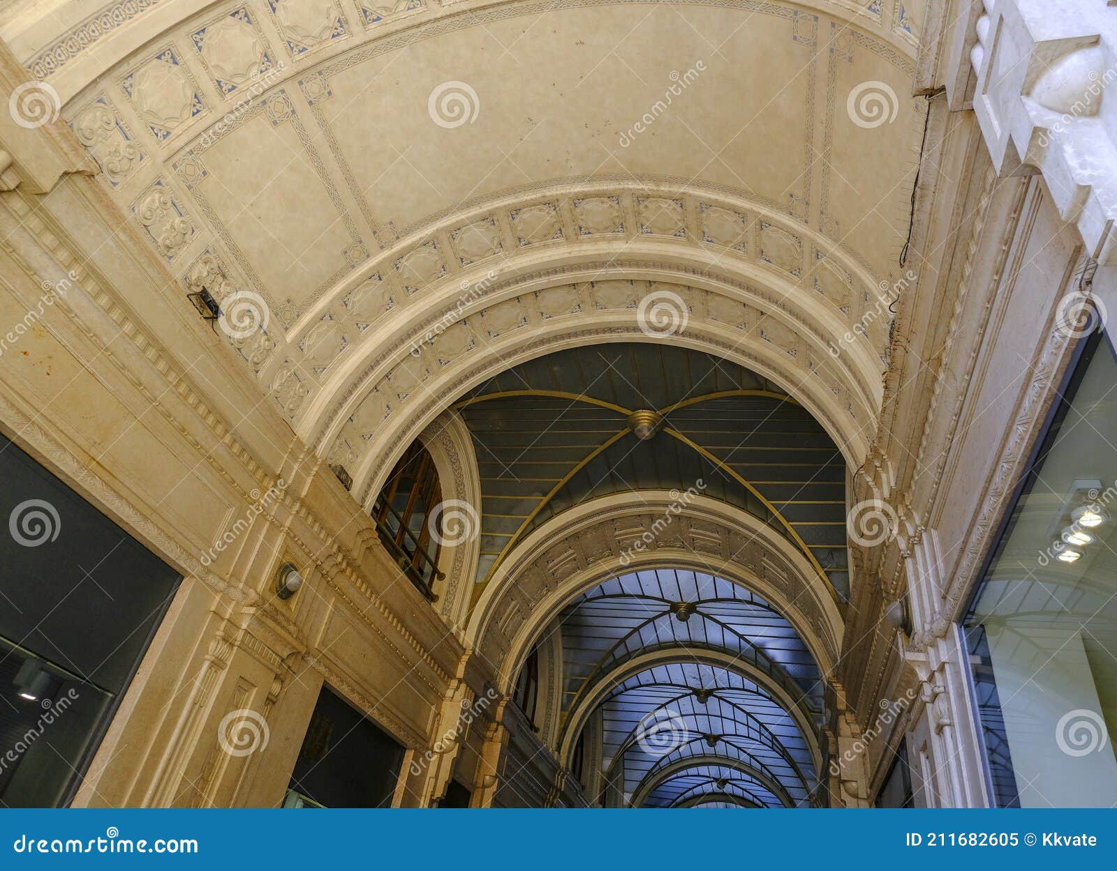 Ceiling of a Gallery Inside. Windows and Art Decor Design. Interior ...