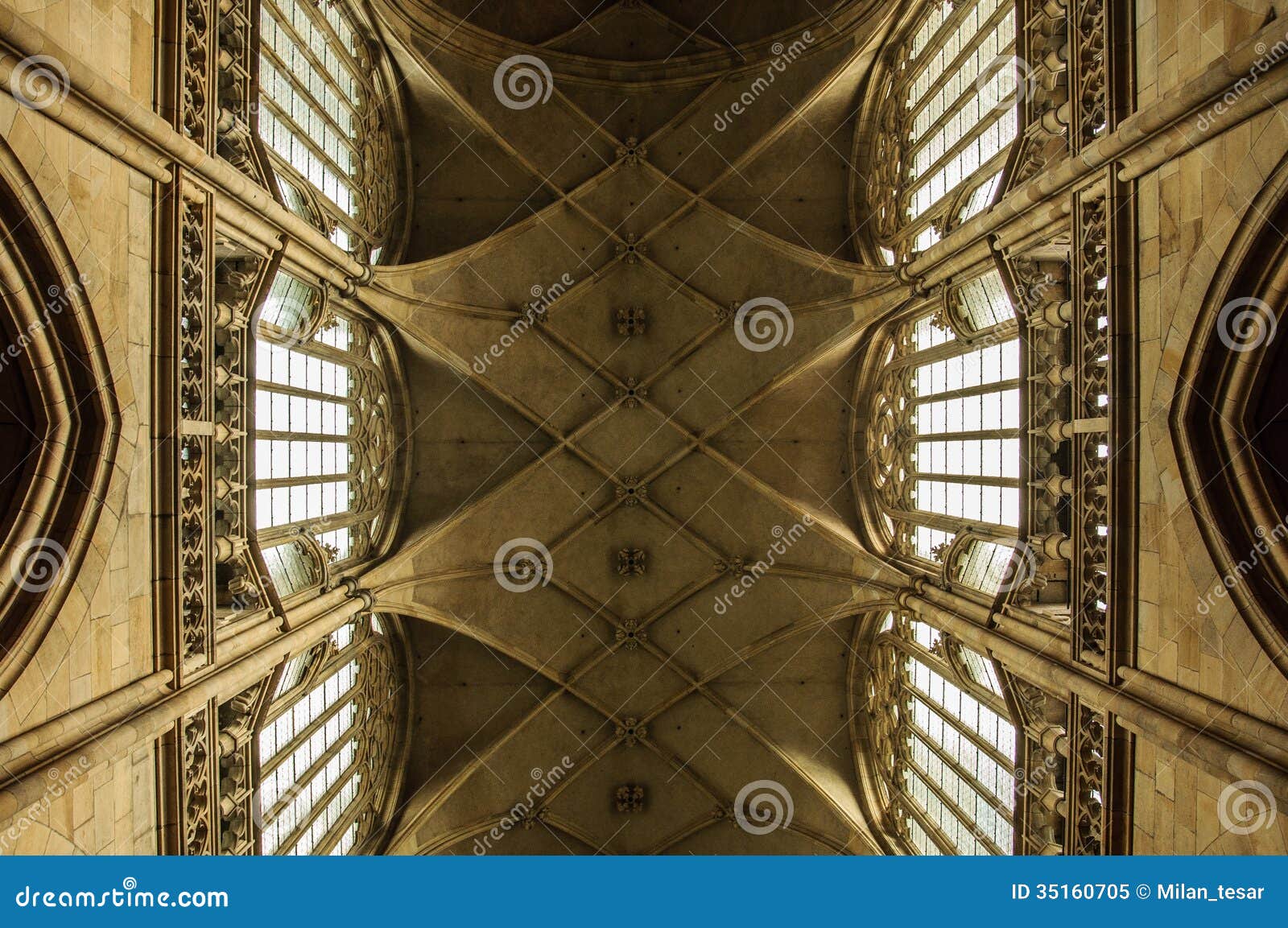 Ceiling of Gothic Cathedral Stock Image - Image of column, ancient ...