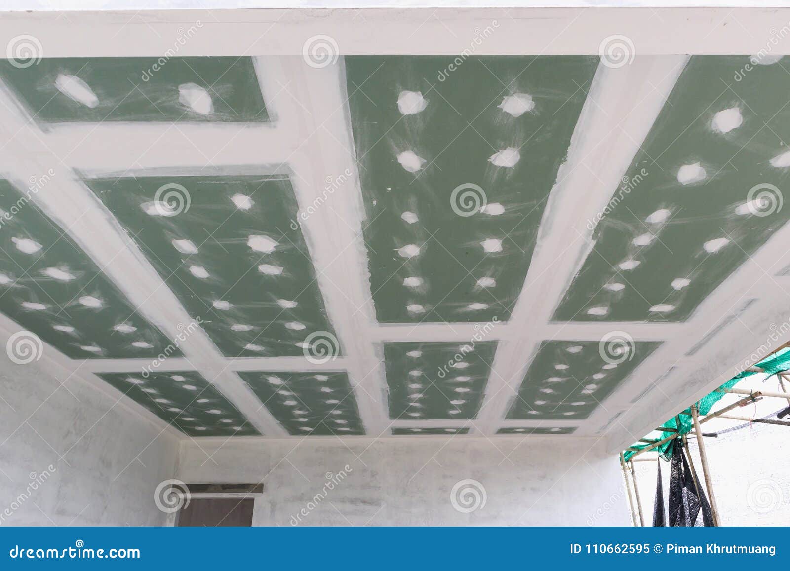 Ceiling Gypsum Board Installation Stock Image - Image of installation ...