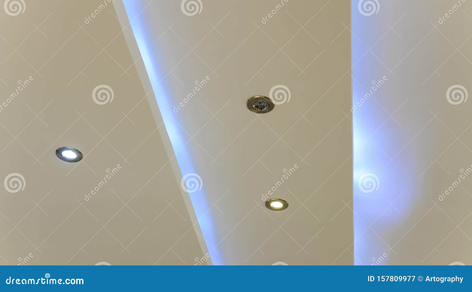 Ceiling Halogen Spots and Hidden Light Stock Image - Image of spot ...