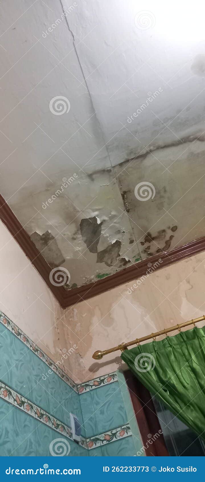 The Ceiling of the House Was Damaged by the Rain Stock Image - Image of ...