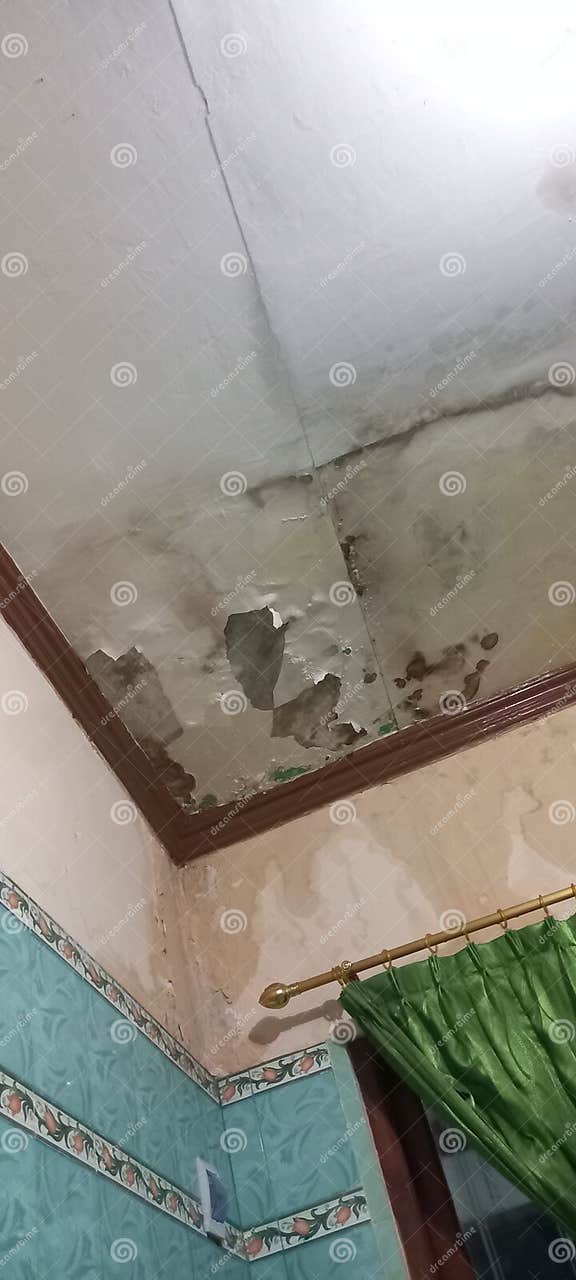 The Ceiling of the House Was Damaged by the Rain Stock Image - Image of ...