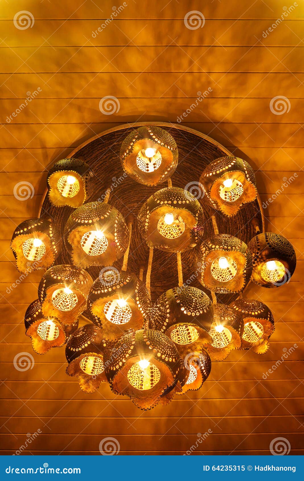 Ceiling Lamp Made from Carving Coconut Shell Stock Image - Image of ...
