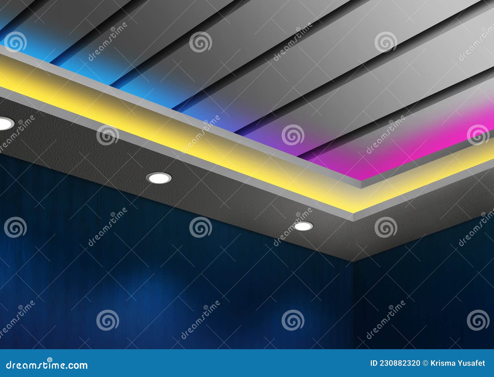 Ceiling Light Interior Design Using Downlight and LED Ambiance Light ...