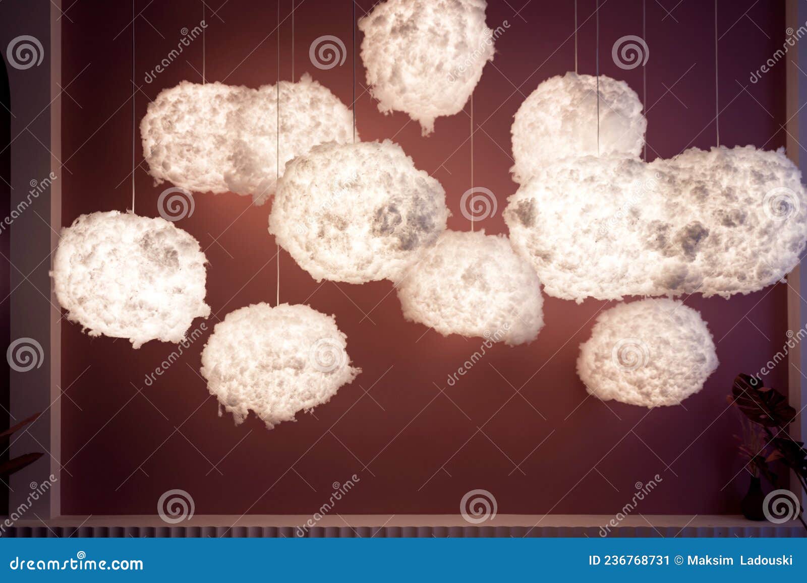 Ceiling Lights in the Form of Fluffy Clouds Stock Image - Image of ...