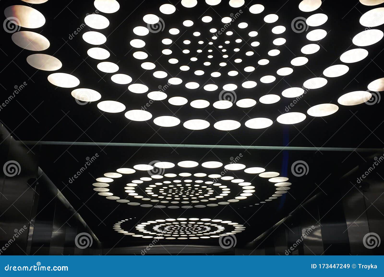 Ceiling Luminaire in Lift. Overhead Diffused Light Stock Image - Image ...