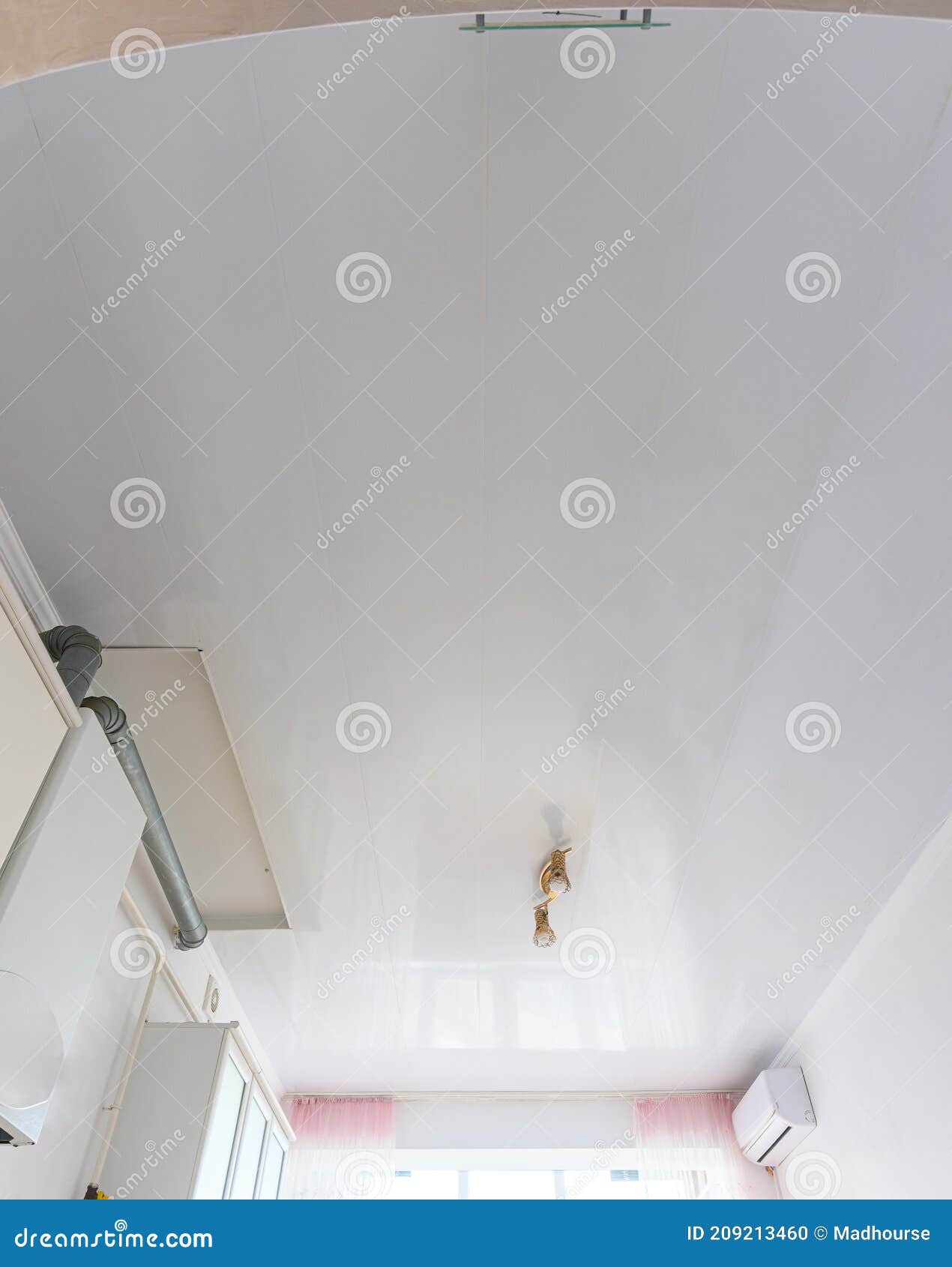 Ceiling Made of White Plastic Panels in the Interior of the Kitchen ...