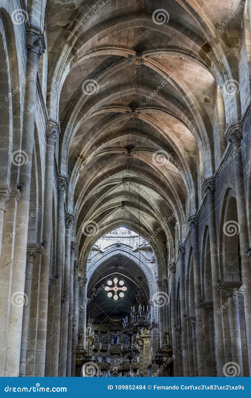 Ceiling, Medieval Gothic Architecture Inside a Cathedral in Spain ...