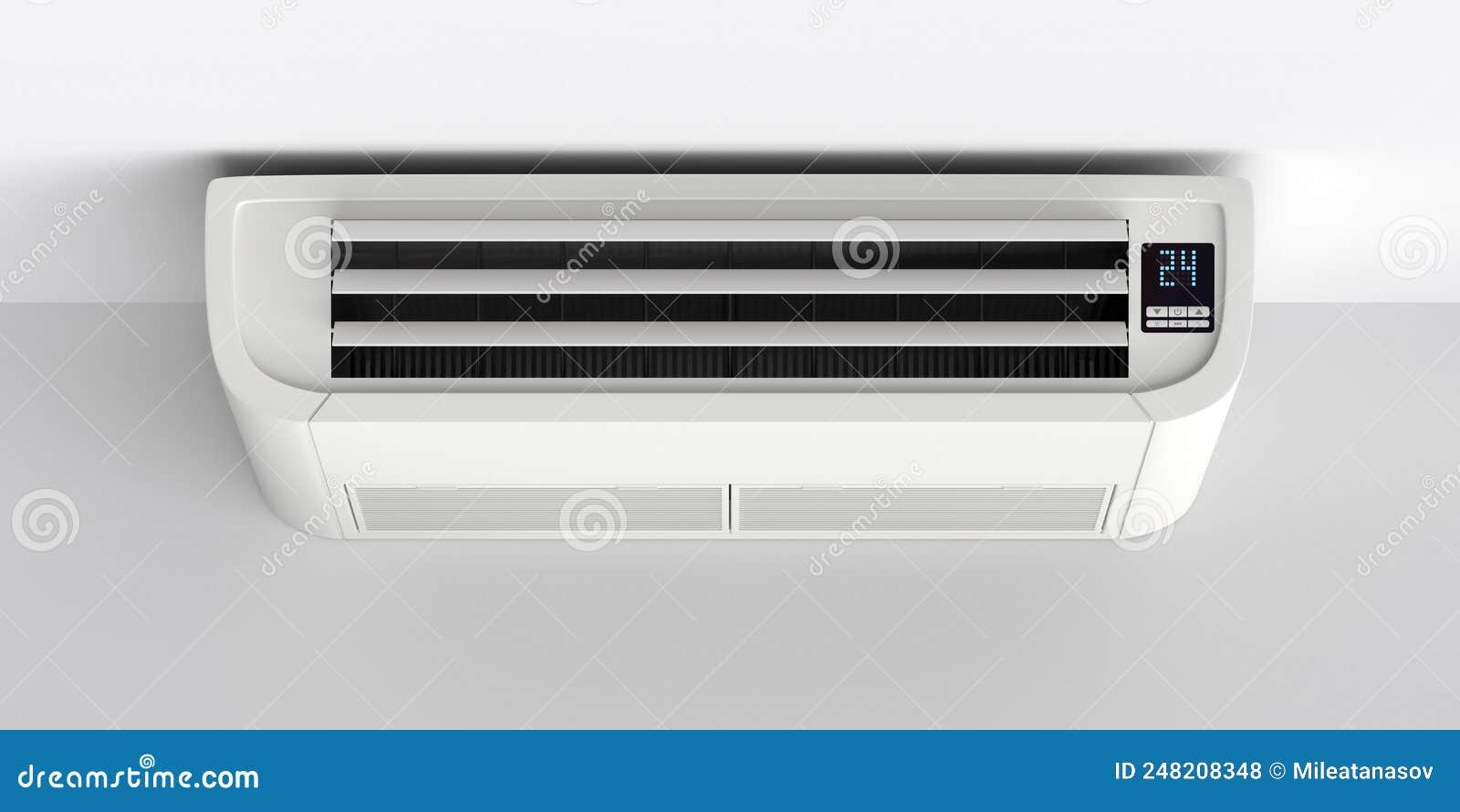 Ceiling Air Conditioner In A Large Room With A Wooden Ceiling 3d Stock ...