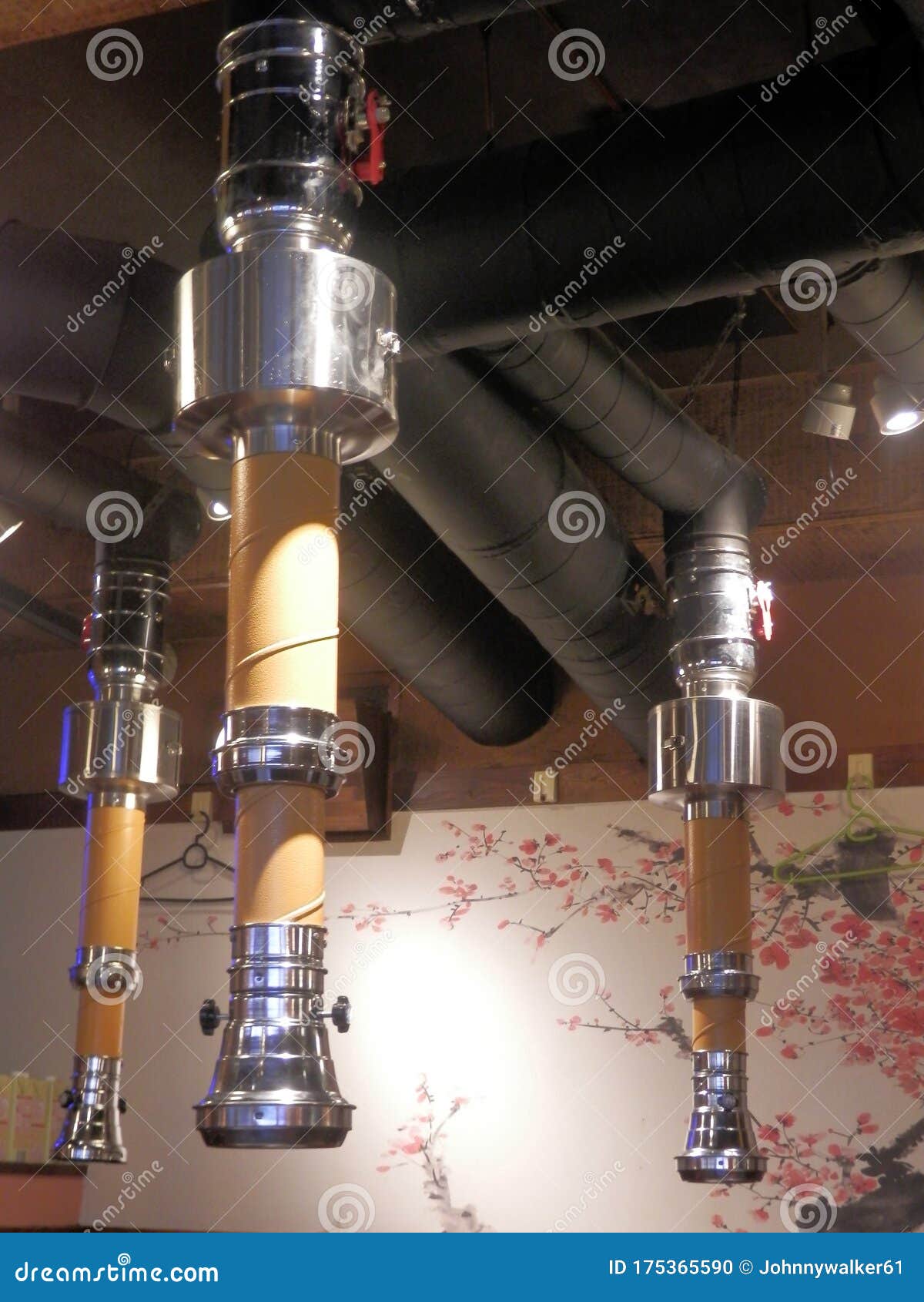 Large Extractorpipes Suspended from Scoiling in Tokyo Restaurant Stock ...