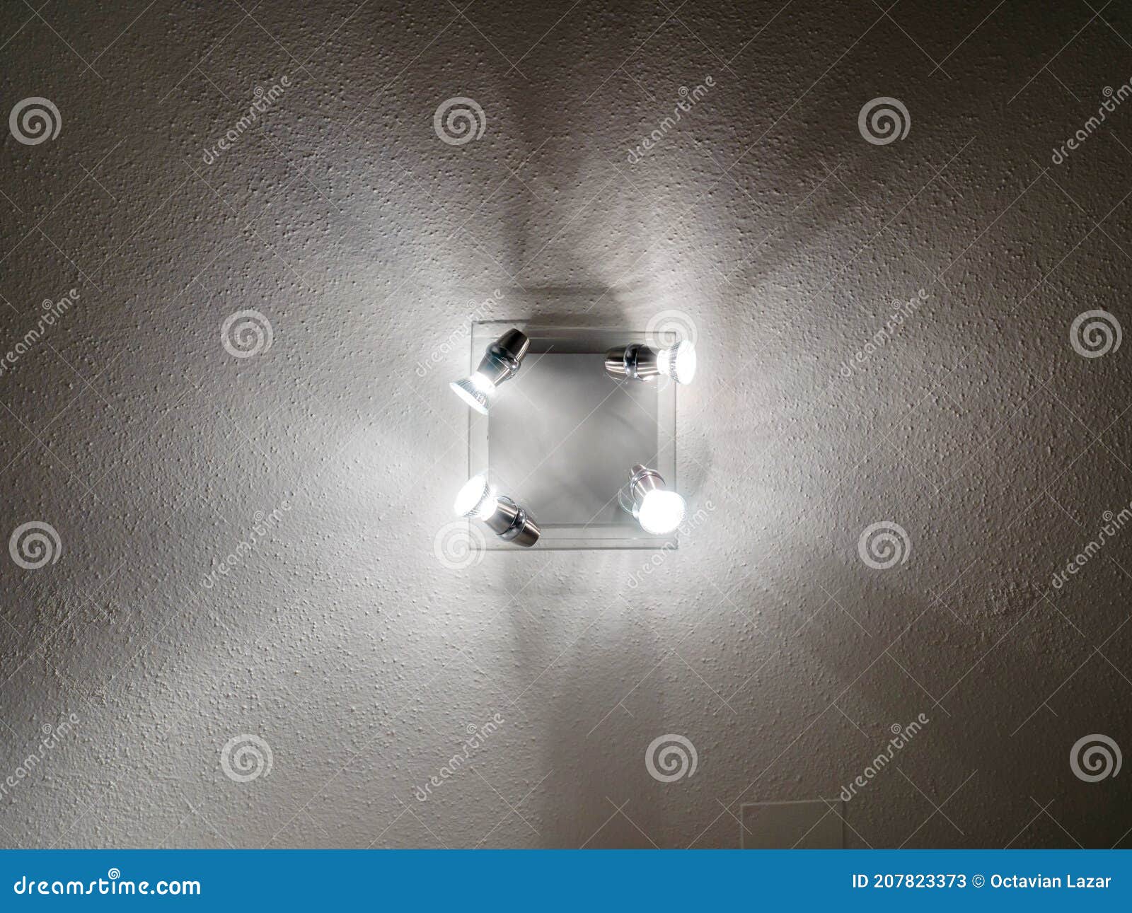 Ceiling Mounted Modern Angular Spotlight Fixture with 4 Bulbs Bottom Up ...