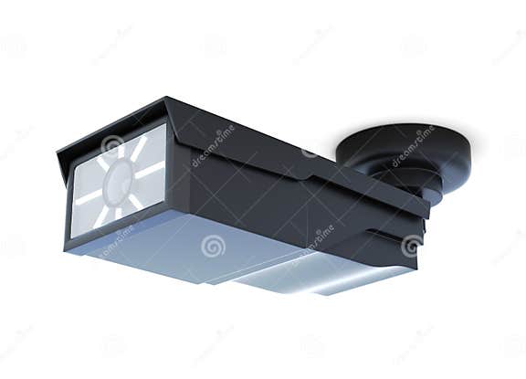 Ceiling-mounted Surveillance Camera Isolated. 3d Rendering Stock ...