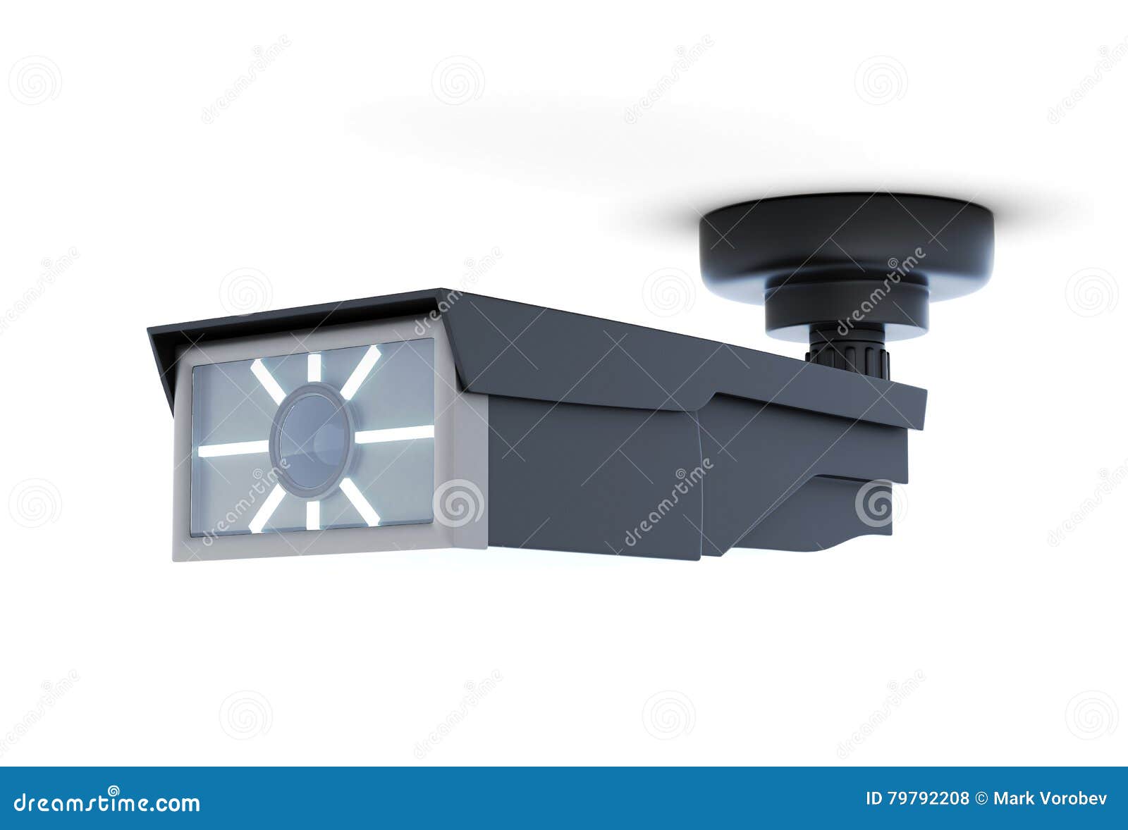 Ceiling-mounted Surveillance Camera Isolated. 3d Rendering Stock ...